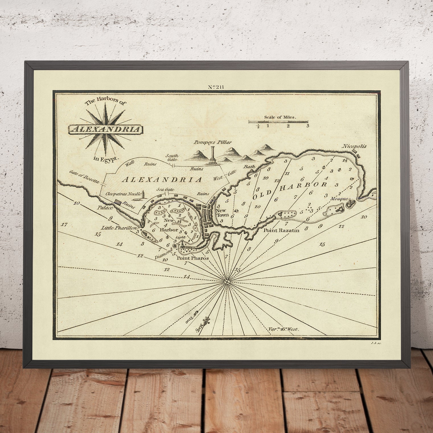 Old Harbour of Alexandria Nautical Chart by Heather, 1802: Cleopatra's ...