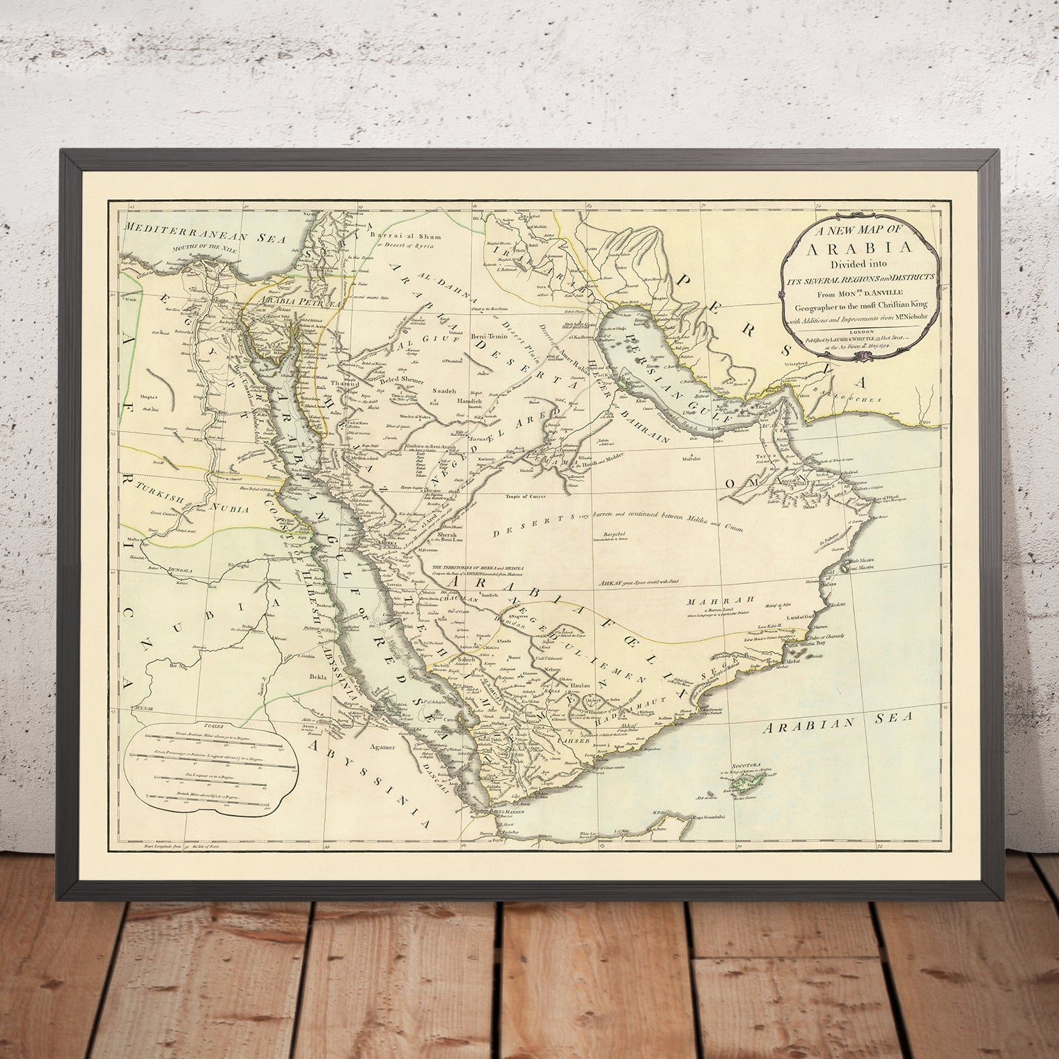Old Map of the Middle East by Laurie & Whittle, 1794: Caravan Routes t ...