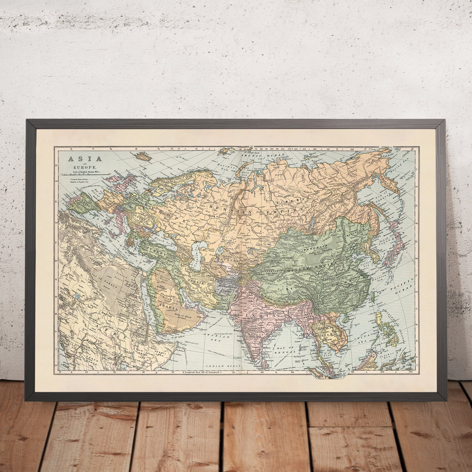 Old Map of Asia & Europe by Appleton, 1892: Political Divisions, Major ...