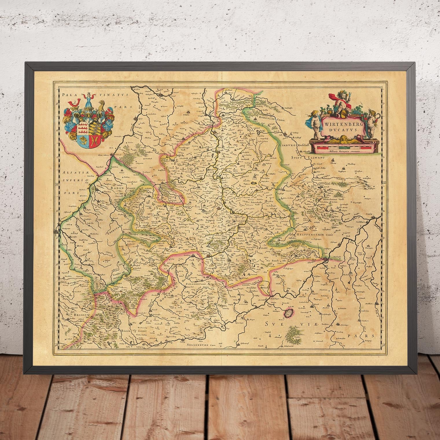 Old Map of Baden-Württemberg by Willem Blaeu, 1635: Stuttgart ...
