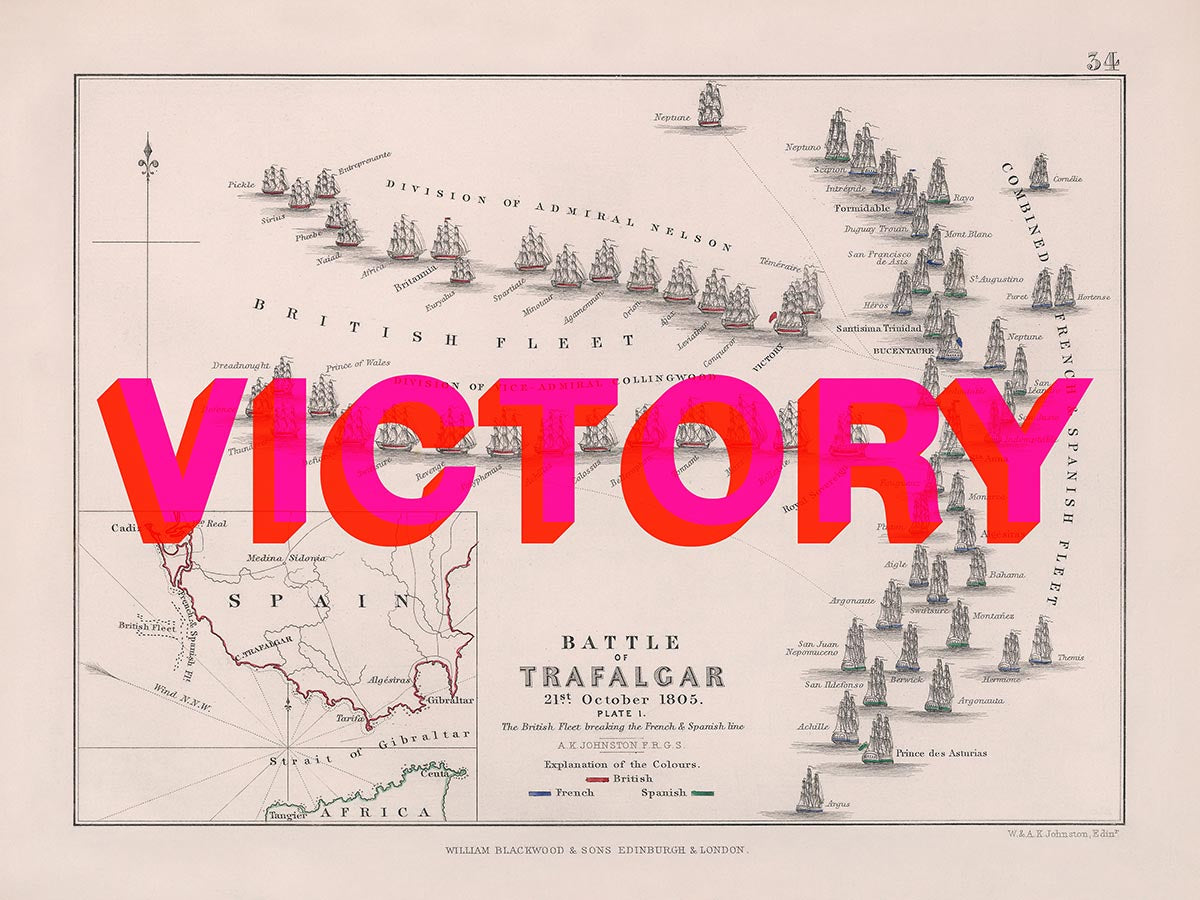 Battle of Trafalgar: The British Fleet breaking the French and Spanish ...