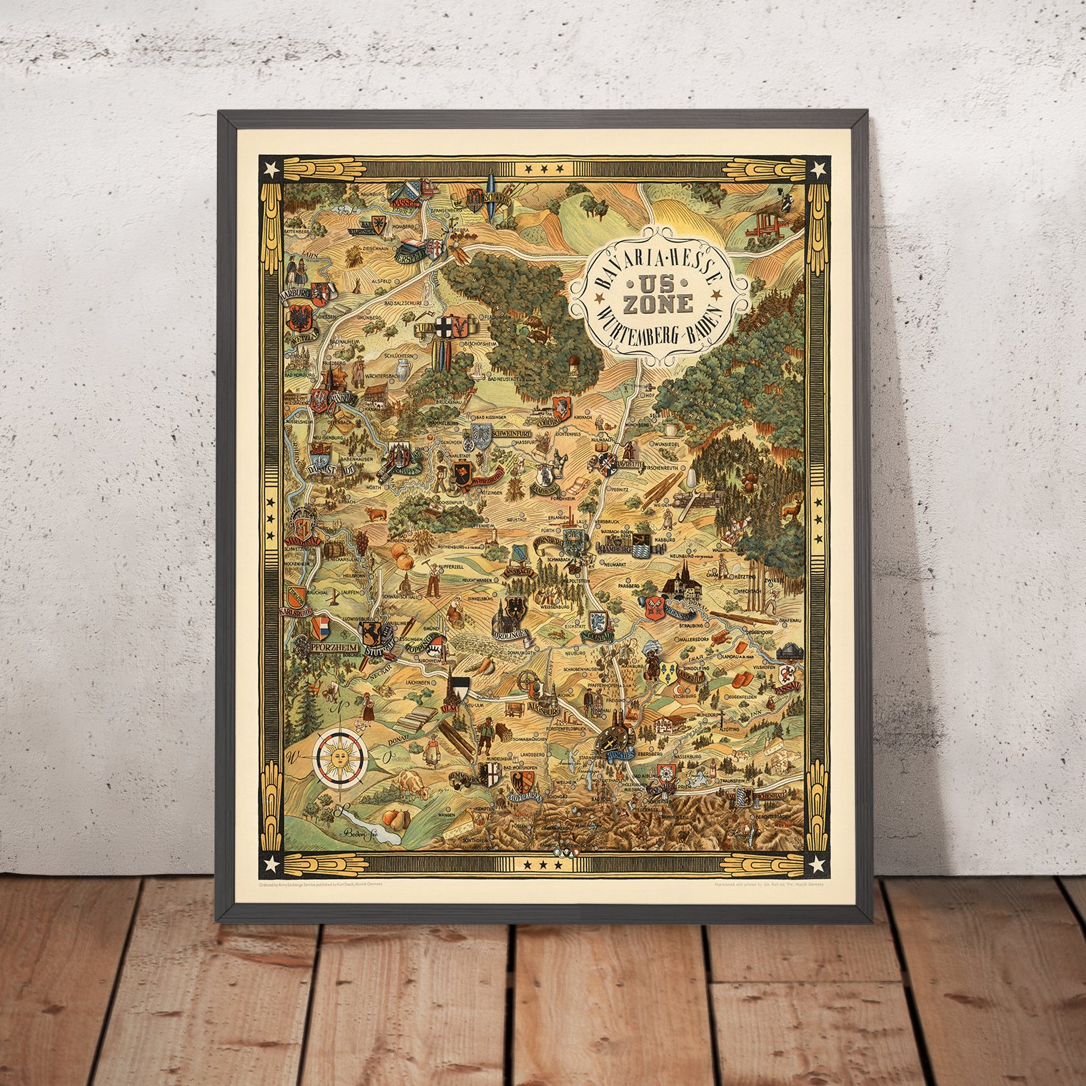 Old American Occupation of Germany Map by Desch, 1948: WW2, Munich, Nu ...