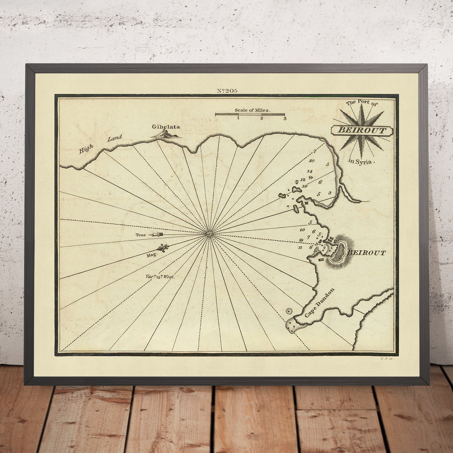Old Port of Beirut Nautical Chart by Heather, 1802: Lebanon, Syria, De ...