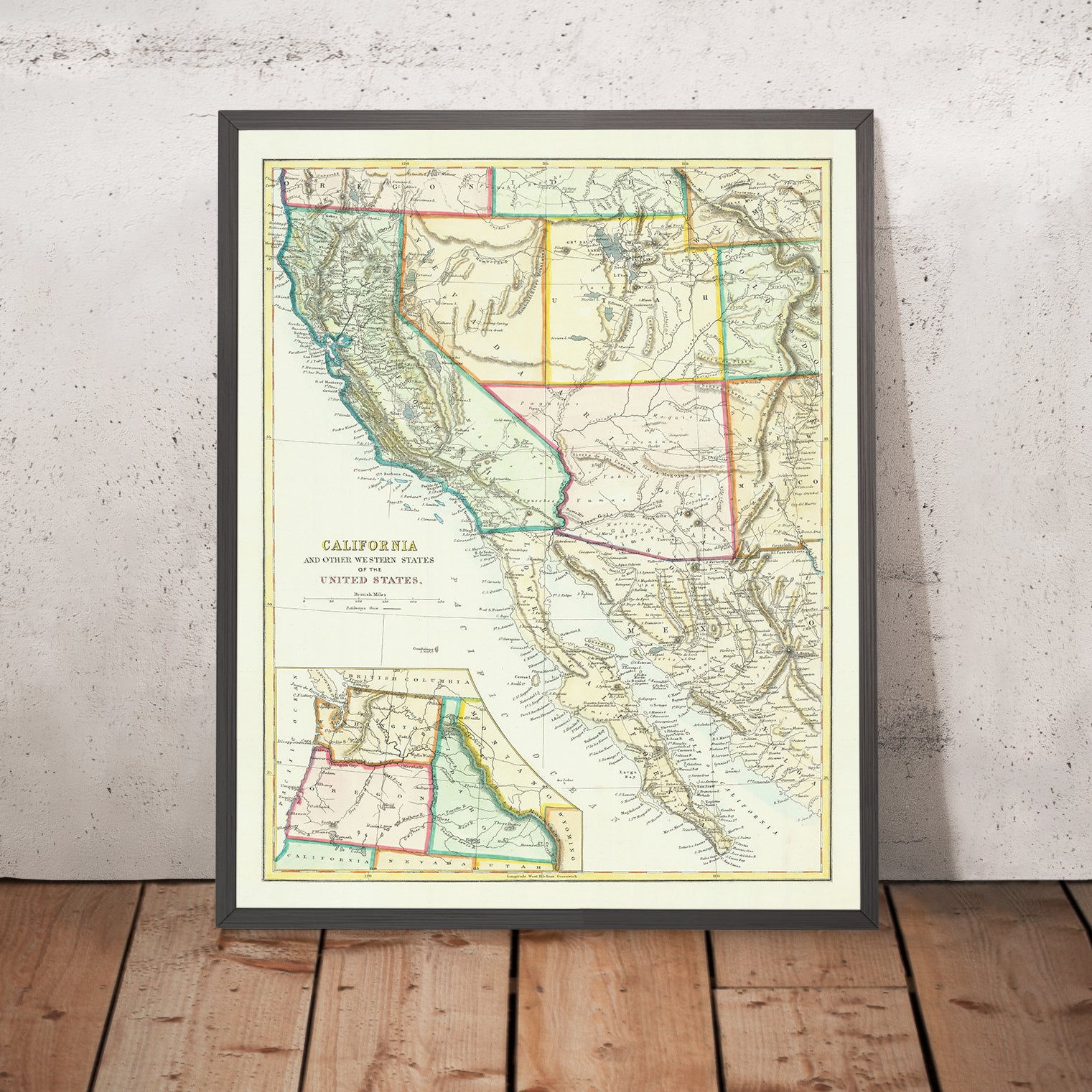 Old Map of California, Arizona, Nevada, Utah, etc. in 1868: San Franci ...