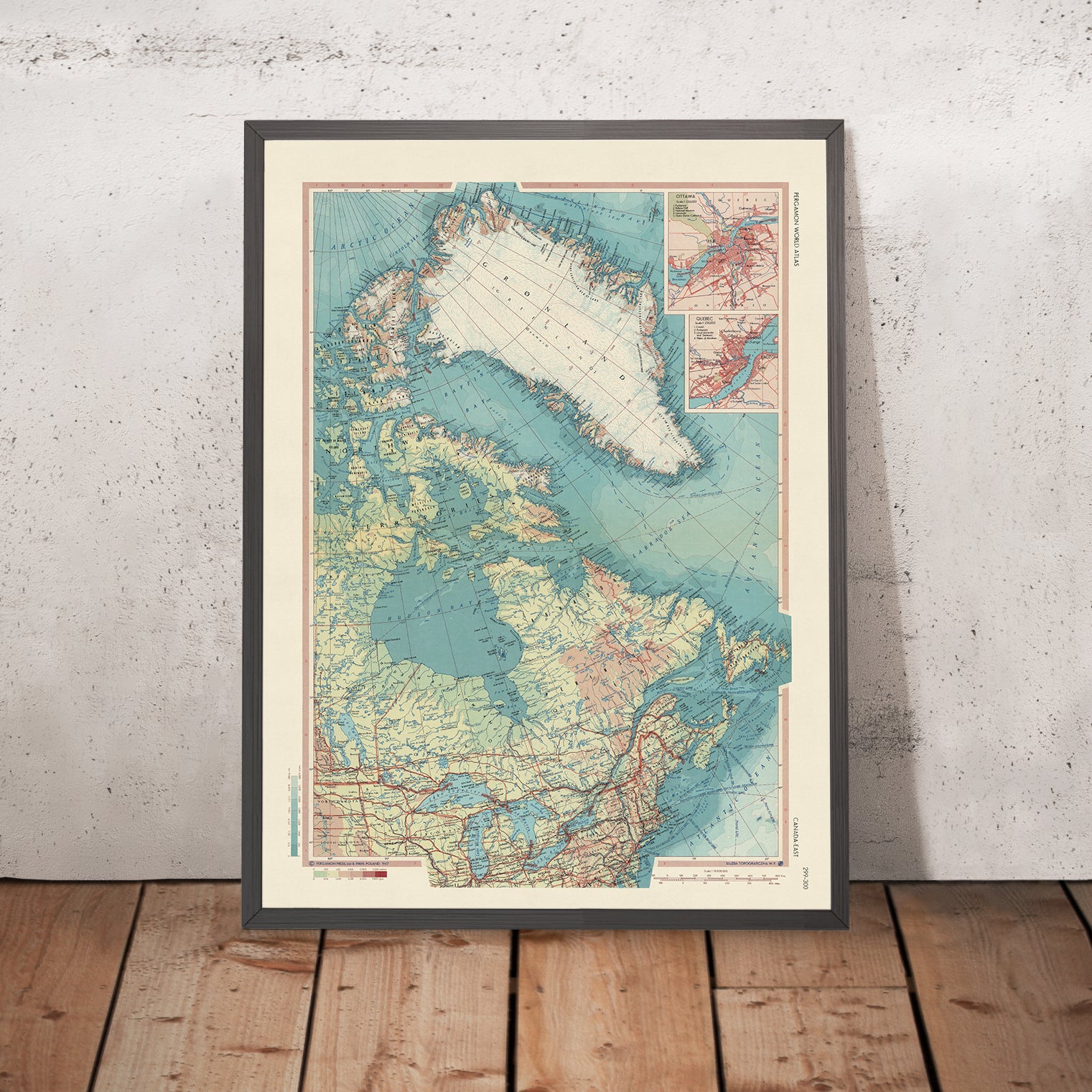 Old Map of Eastern Canada, 1967: Ontario, Greenland, Newfoundland, Lab ...