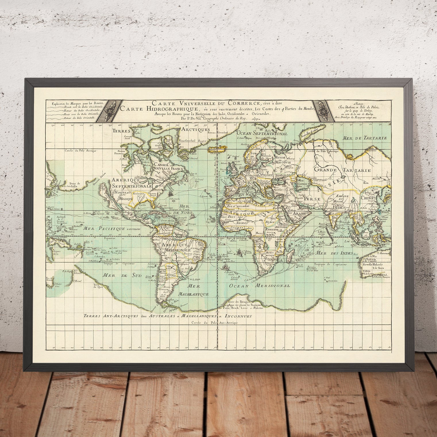 Old World Map Shipping & Trade by Du Val, 1677: West Indies & East Ind ...