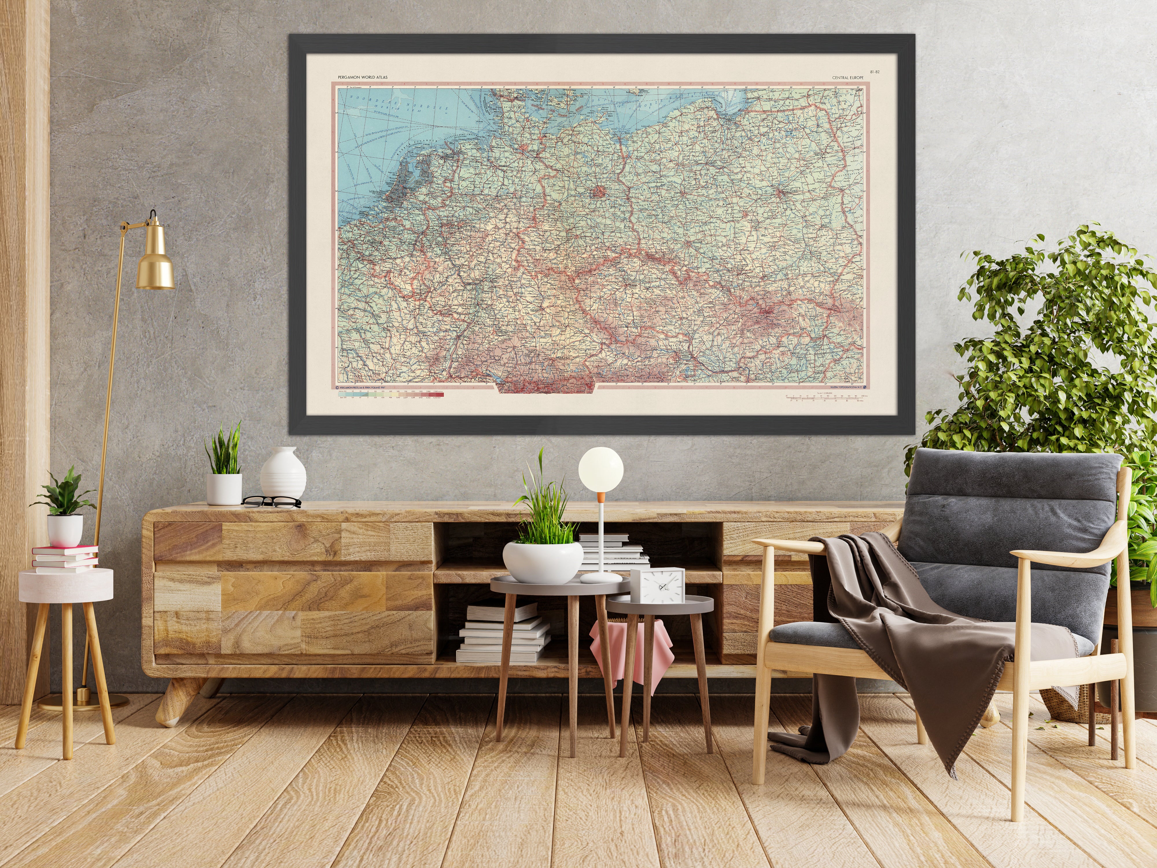 Old Map of Central Europe, 1967: Germany, Poland, Czechia, Belgium, Ne ...