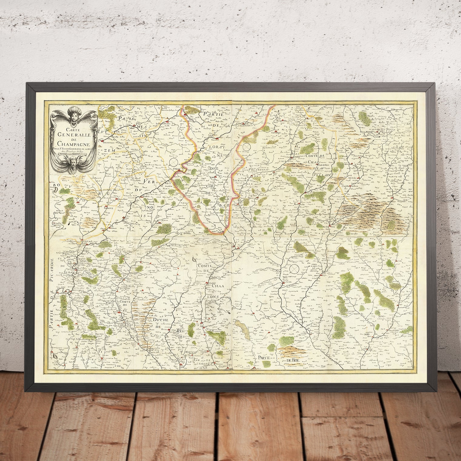 Old Map of the Champagne Region, France by Christopher Tassin, 1641: R ...