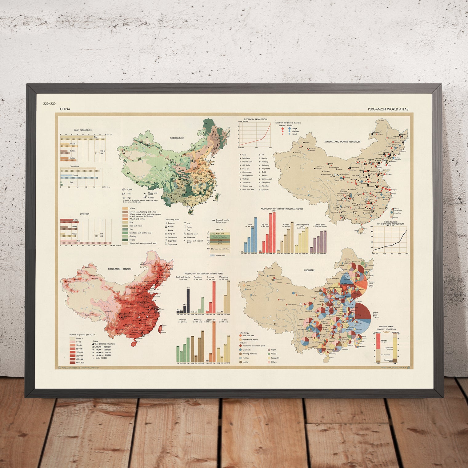 Old Infographic Map of China, 1967: Agriculture, Industry, and Trade ...