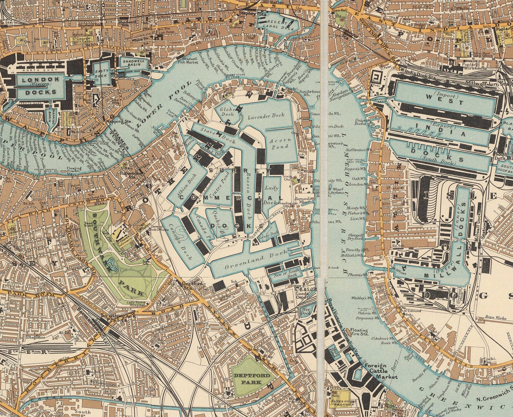 Large Wall Map of London by Stanford, 1905: Handcoloured Artifact of V ...