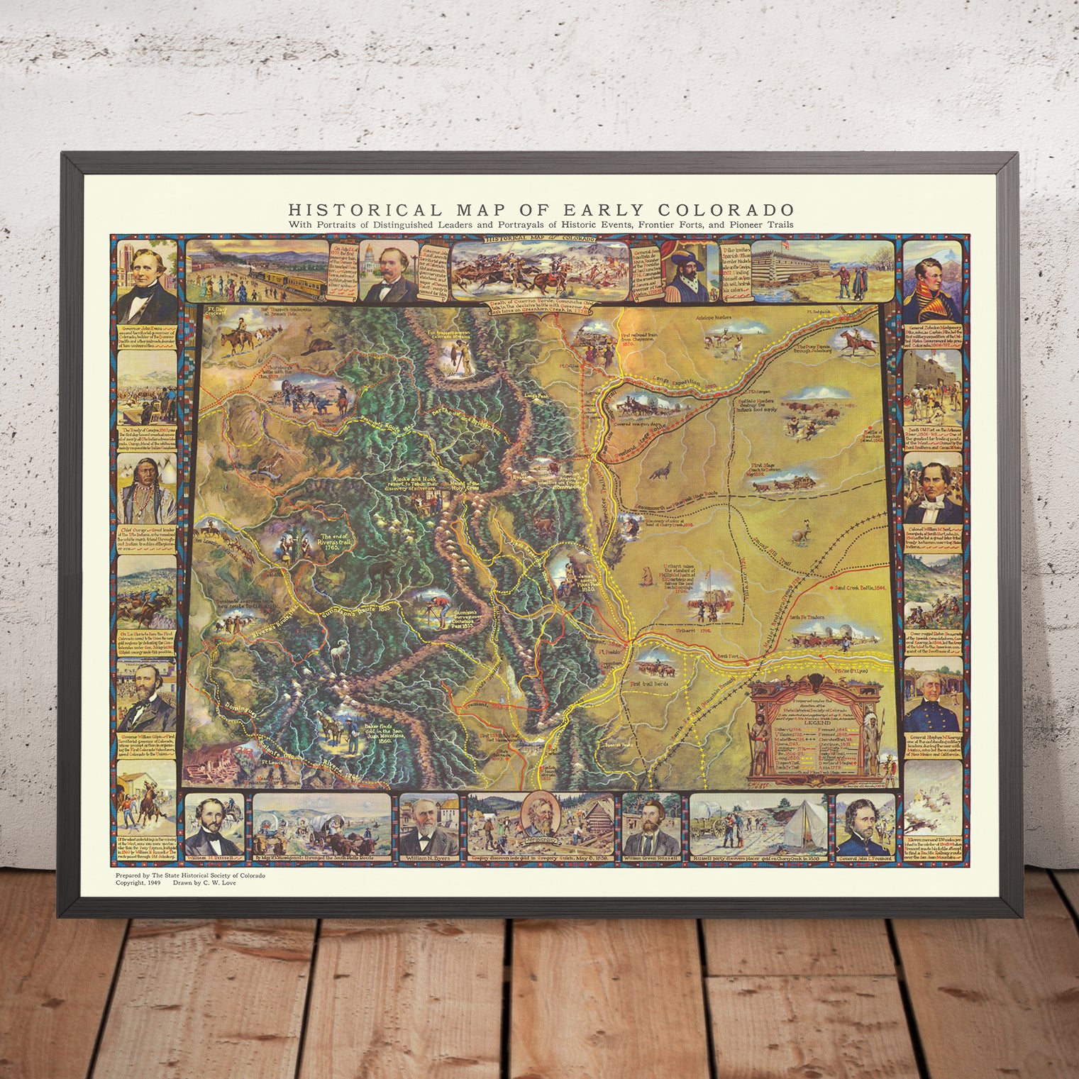 Old Map of Early Colorado History, 1949: De Anza's Trails, Discovery o ...