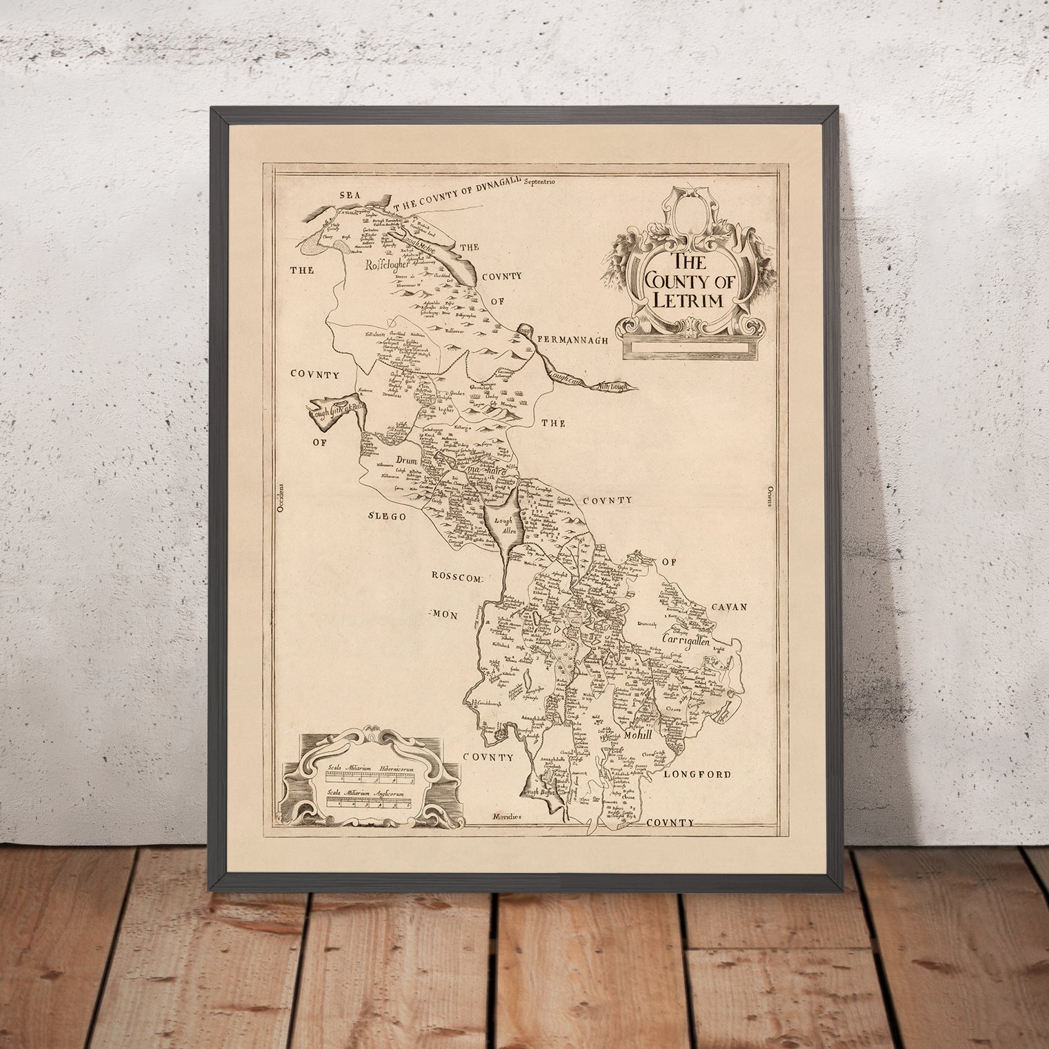 Old Map of County Leitrim by Petty, 1685: Carrick-on-Shannon, Jamestow ...