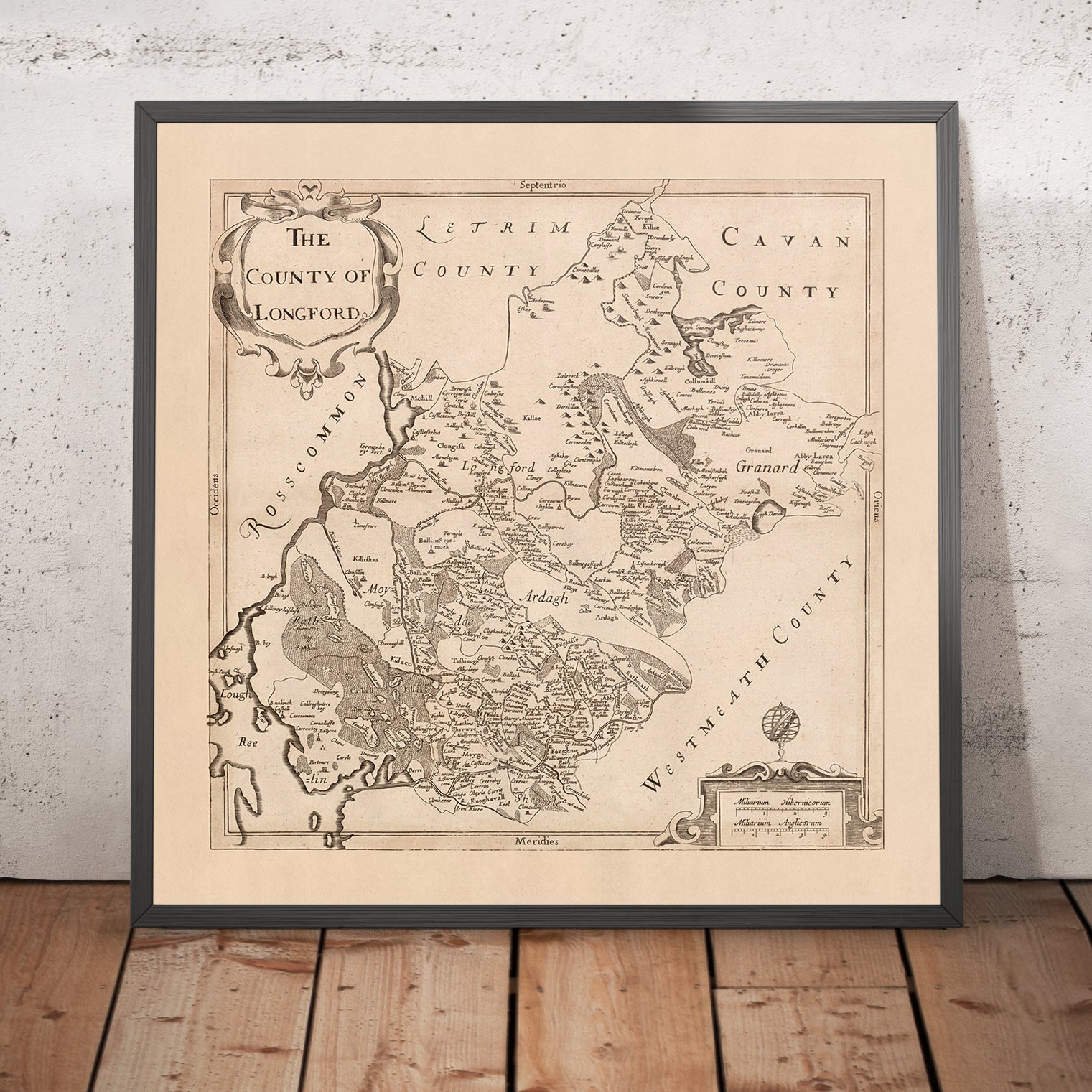 Old Map of County Longford by Petty, 1685: Kenagh, Lanesborough, Bally ...