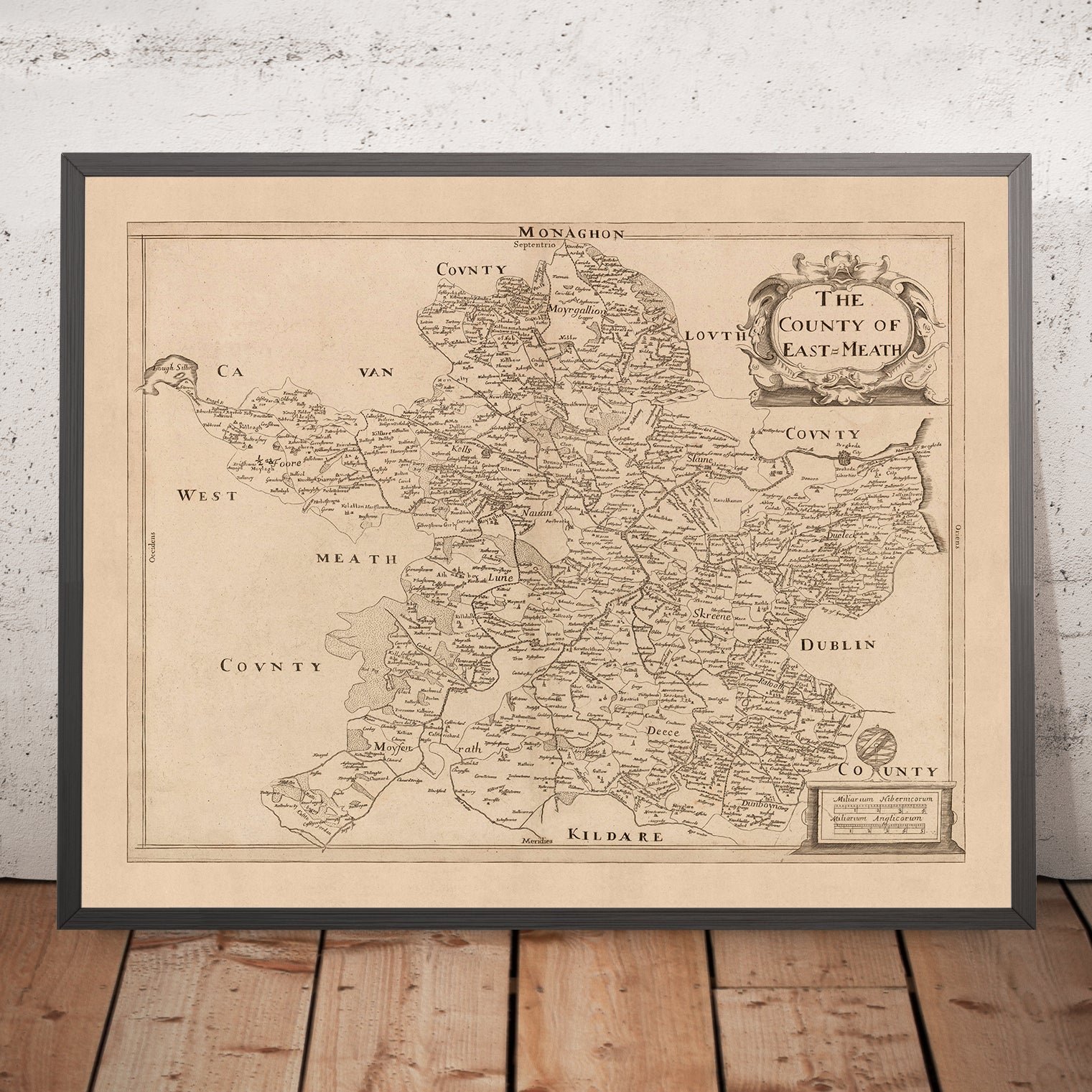 Old Map of County Meath (East Meath) by Petty, 1685: Trim, Navan, Kell ...