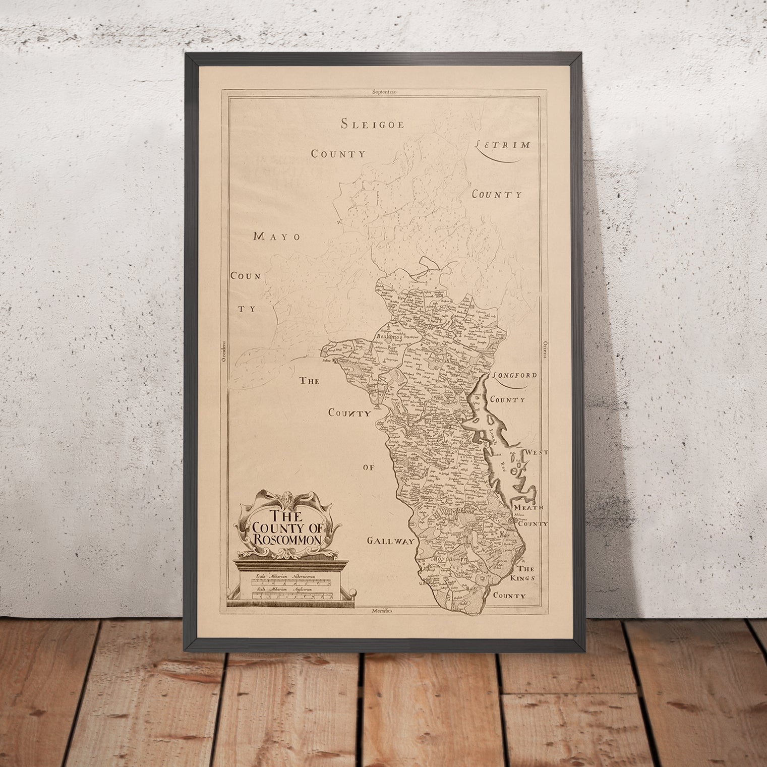 Old Map of County Roscommon by Petty, 1685: Athlone, Boyle, Strokestow ...