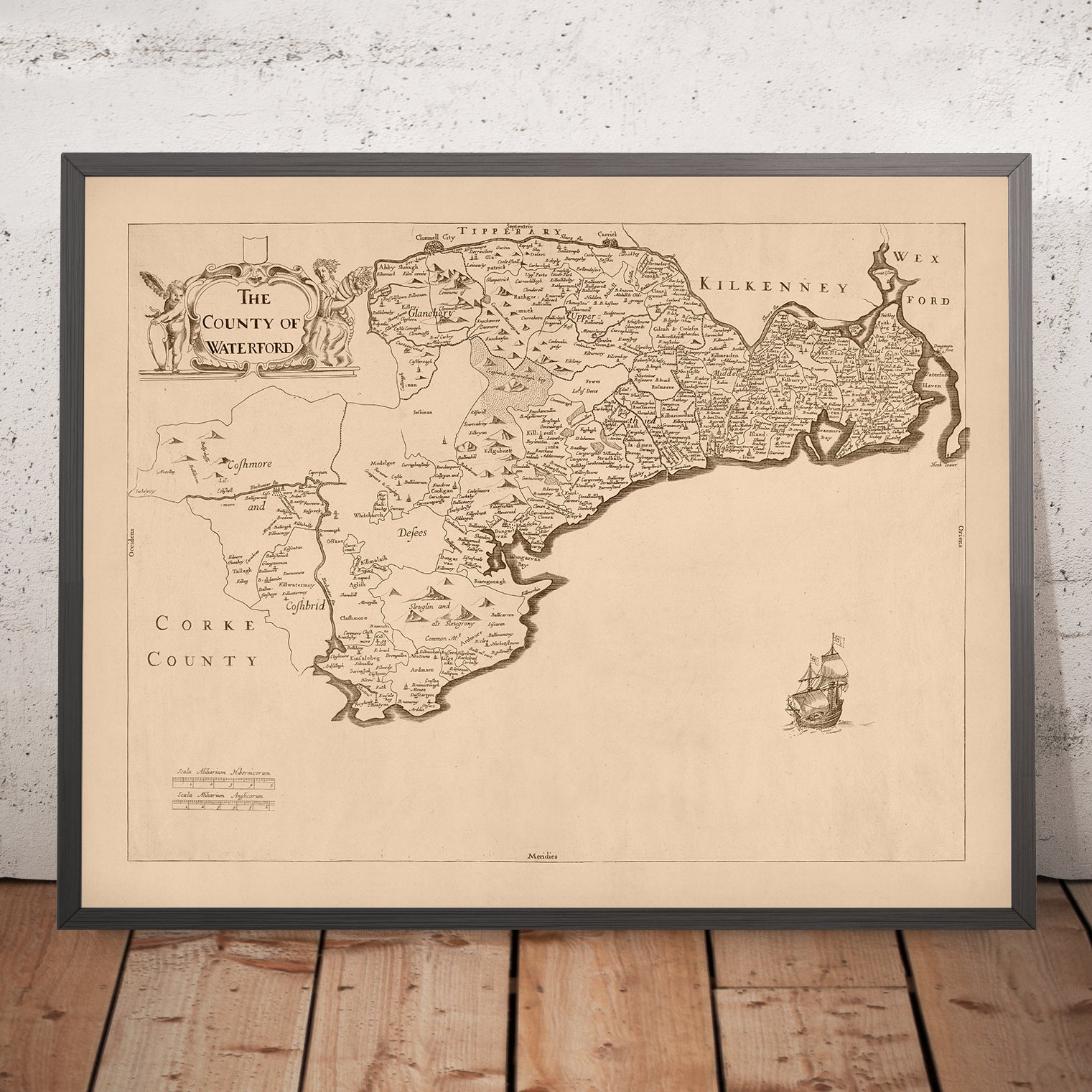 Old Map of County Waterford by Petty, 1685: Waterford, Lismore, Tallow ...