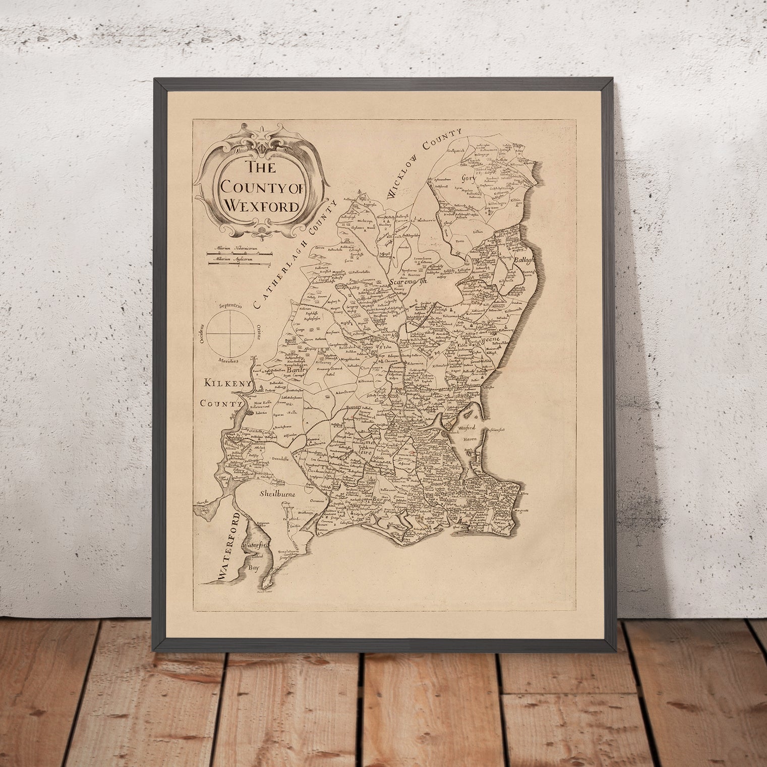 Old Map of County Wexford by Petty, 1685: Clonmines, Enniscorthy, New ...