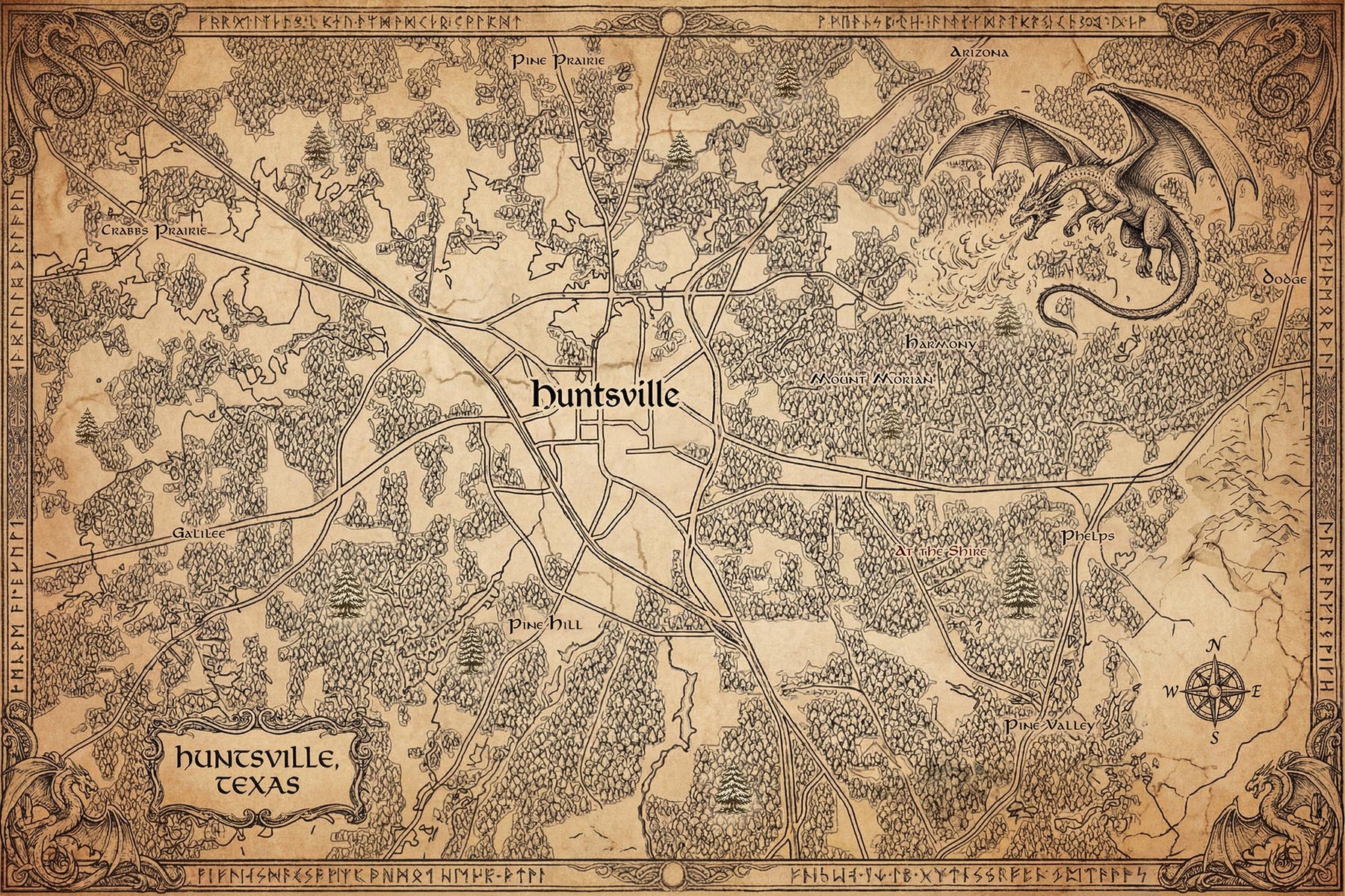 Personalised Fantasy Town Map: Hand Made LOTR Style, Any Place or Home ...