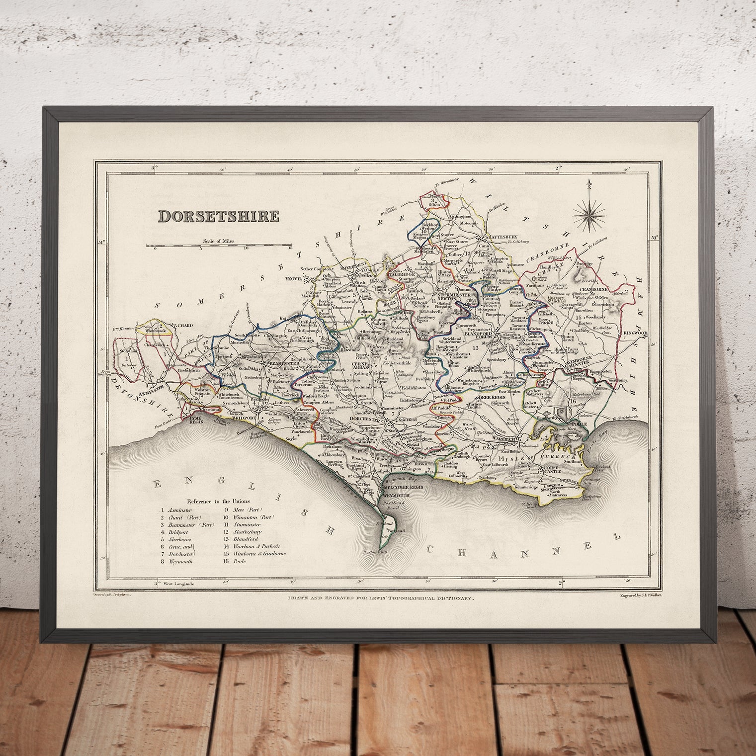 Old Map of Dorset by Samuel Lewis, 1844: Blandford Forum, Bridport ...