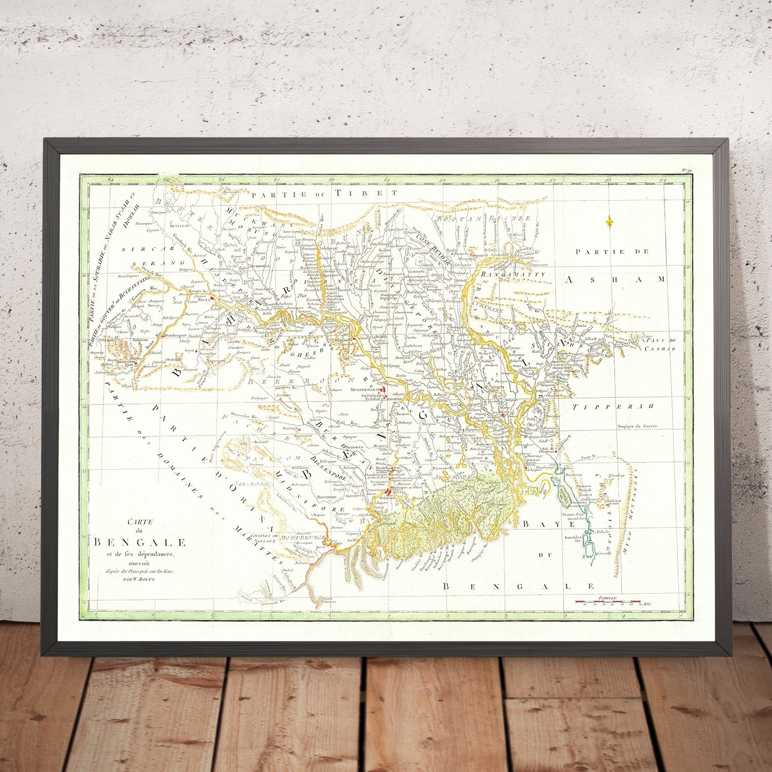 Old Map of Eastern India and Bangladesh by William Bolts, 1773: Calcut ...