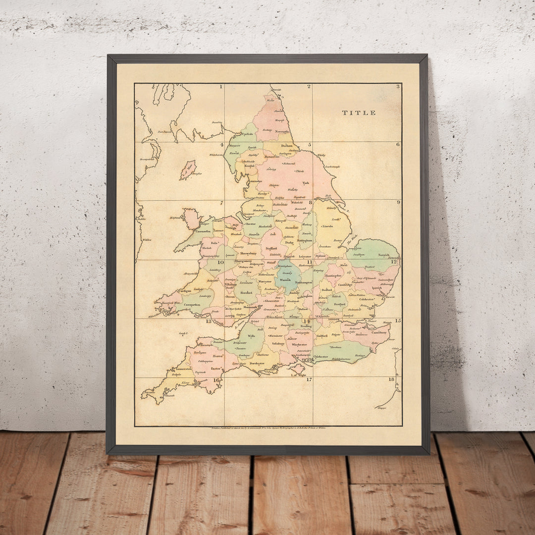 Old Simple County Map of England & Wales by Arrowsmith, 1818: Colour C ...