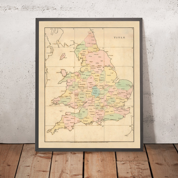 Old Simple County Map of England & Wales by Arrowsmith, 1818: Colour C ...