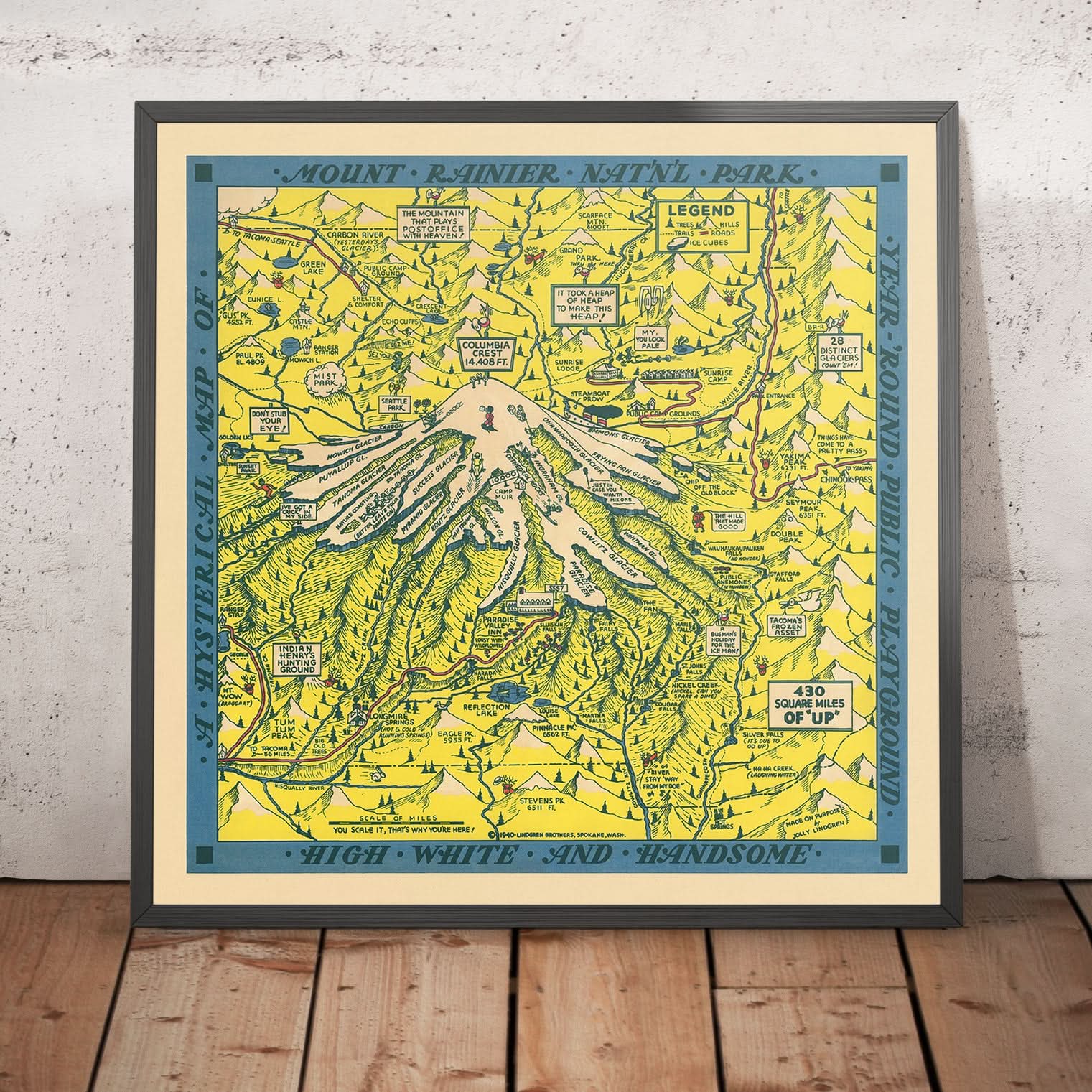 Old Map of Mount Rainier National Park, 1940: Columbia Crest, Paradise ...