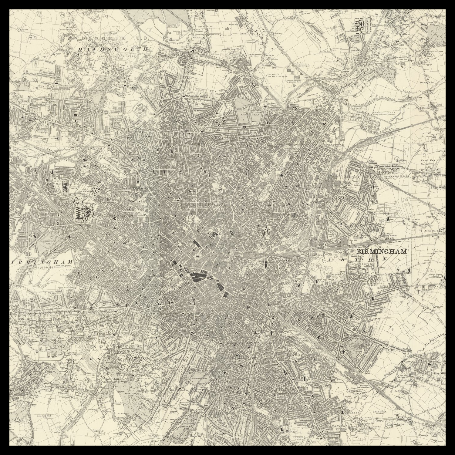 Personalised Old Map of Birmingham – The Unique Maps Co.