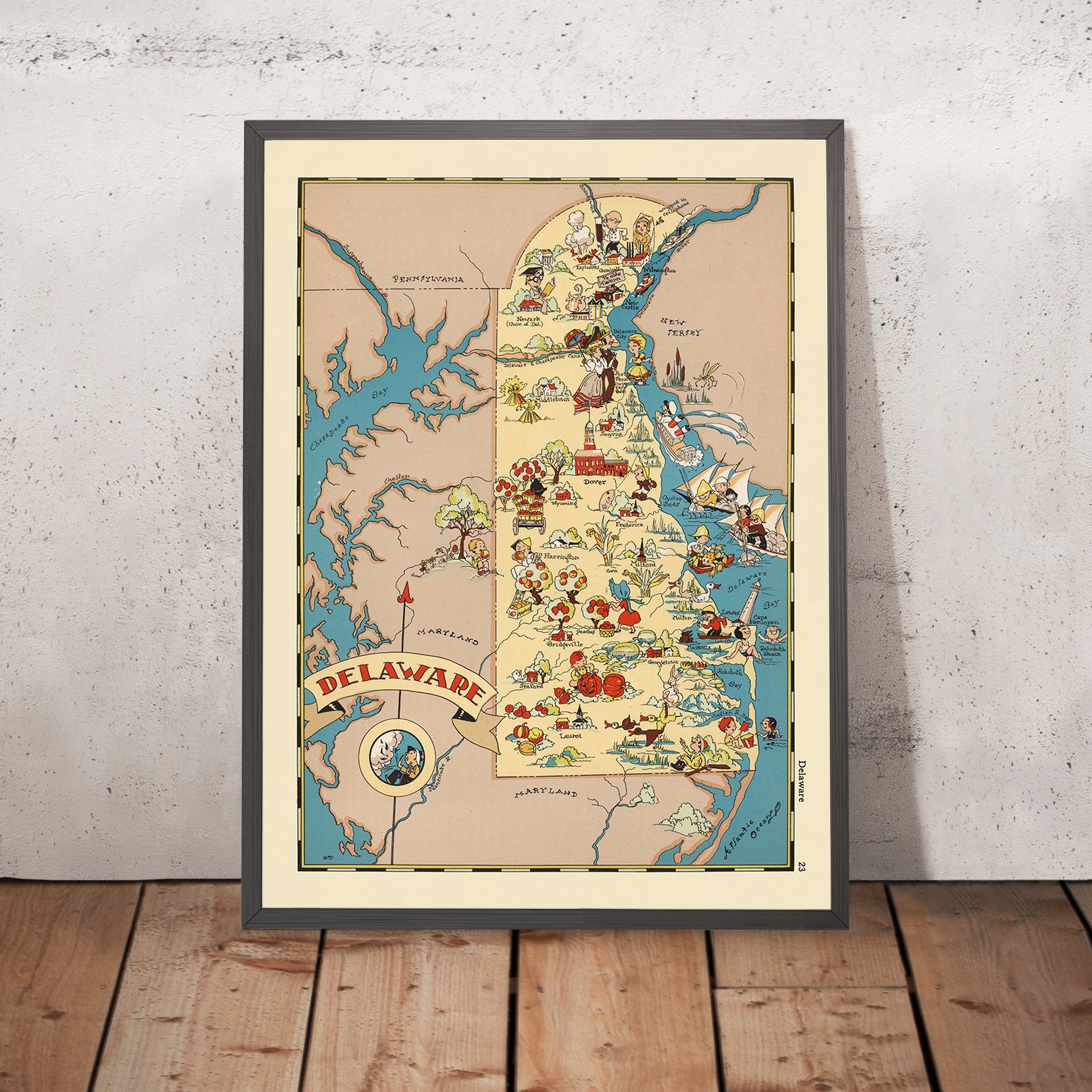 Pictorial Map of Delaware by Ruth Taylor White, 1935: Wilmington, Dove ...