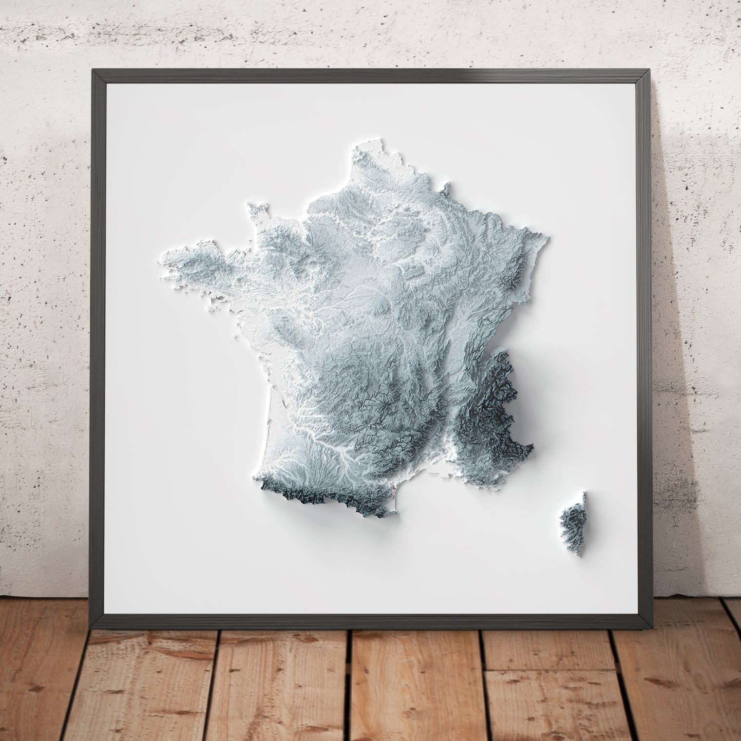 France Topographic 3D Relief Map – The Unique Maps Co.
