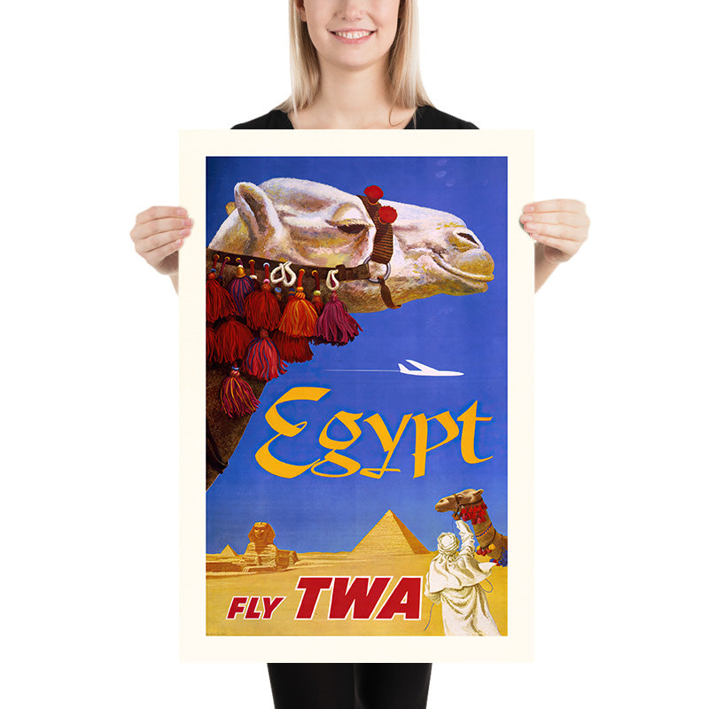 Egypt Travel Poster: Fly TWA by David Klein, 1960 – The Unique Maps Co.
