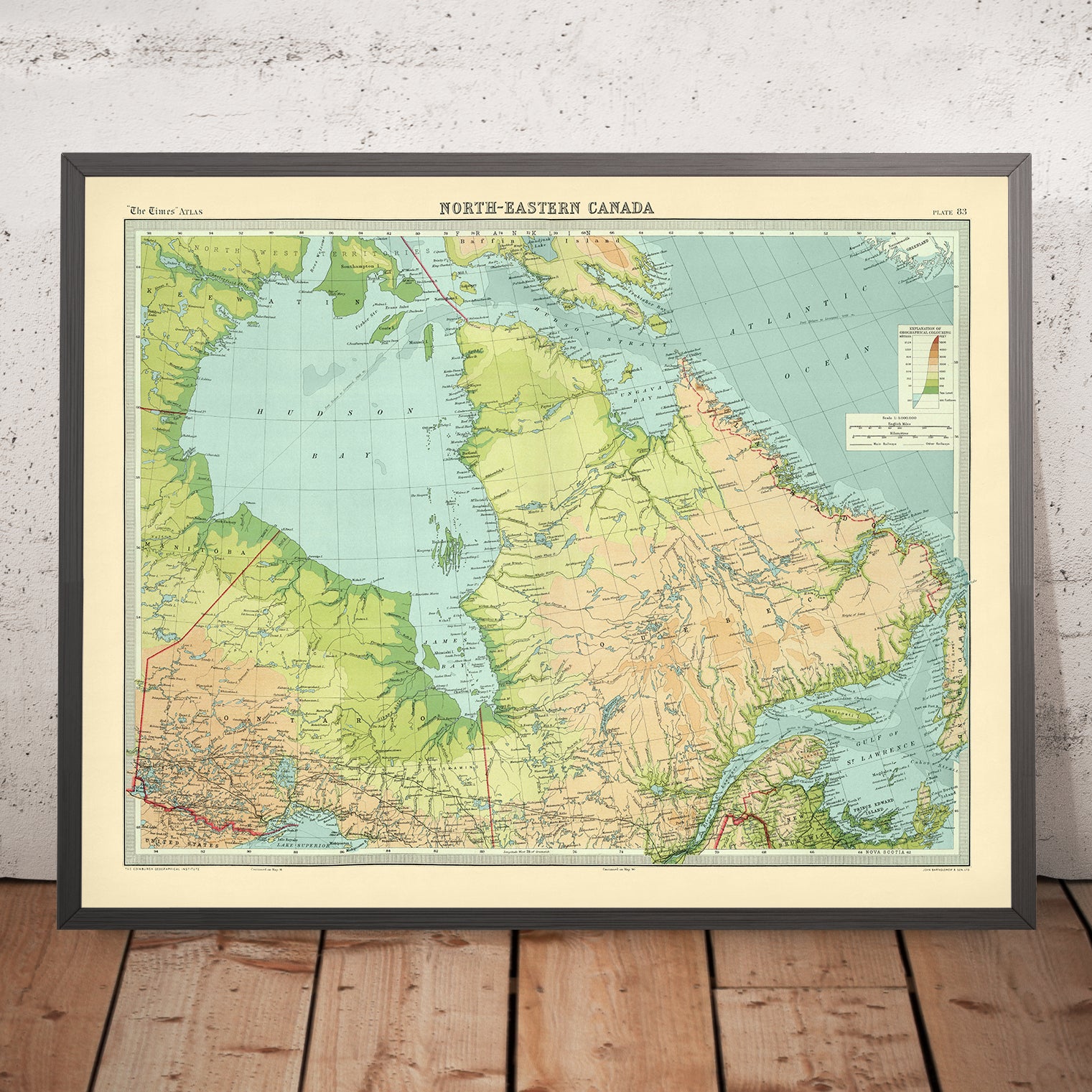 Old Map of Ontario & Quebec by Bartholomew, 1922: Quebec City, St. Joh ...