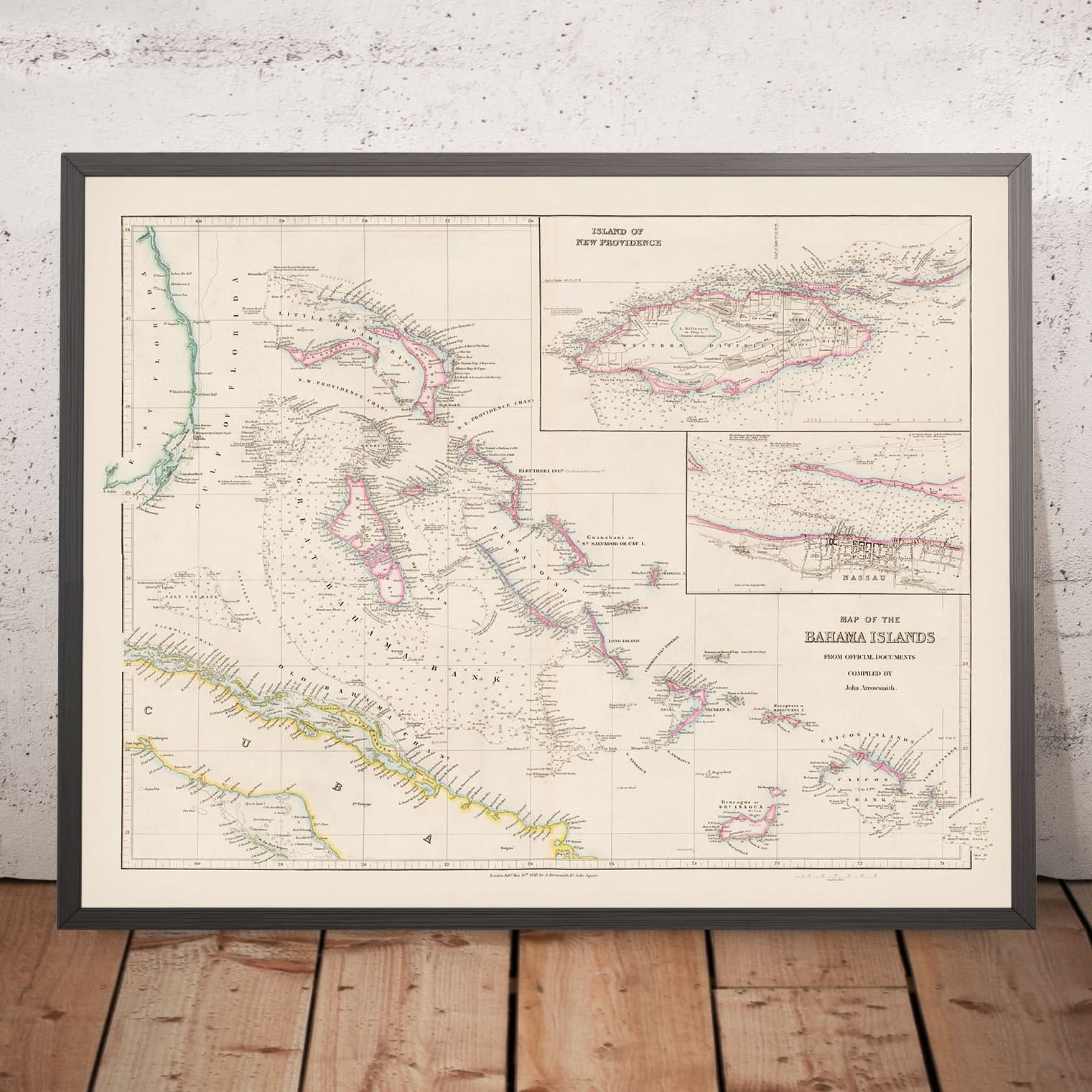 Old Map of The Bahamas by Arrowsmith, 1858: Nassau, New Providence, Ch ...