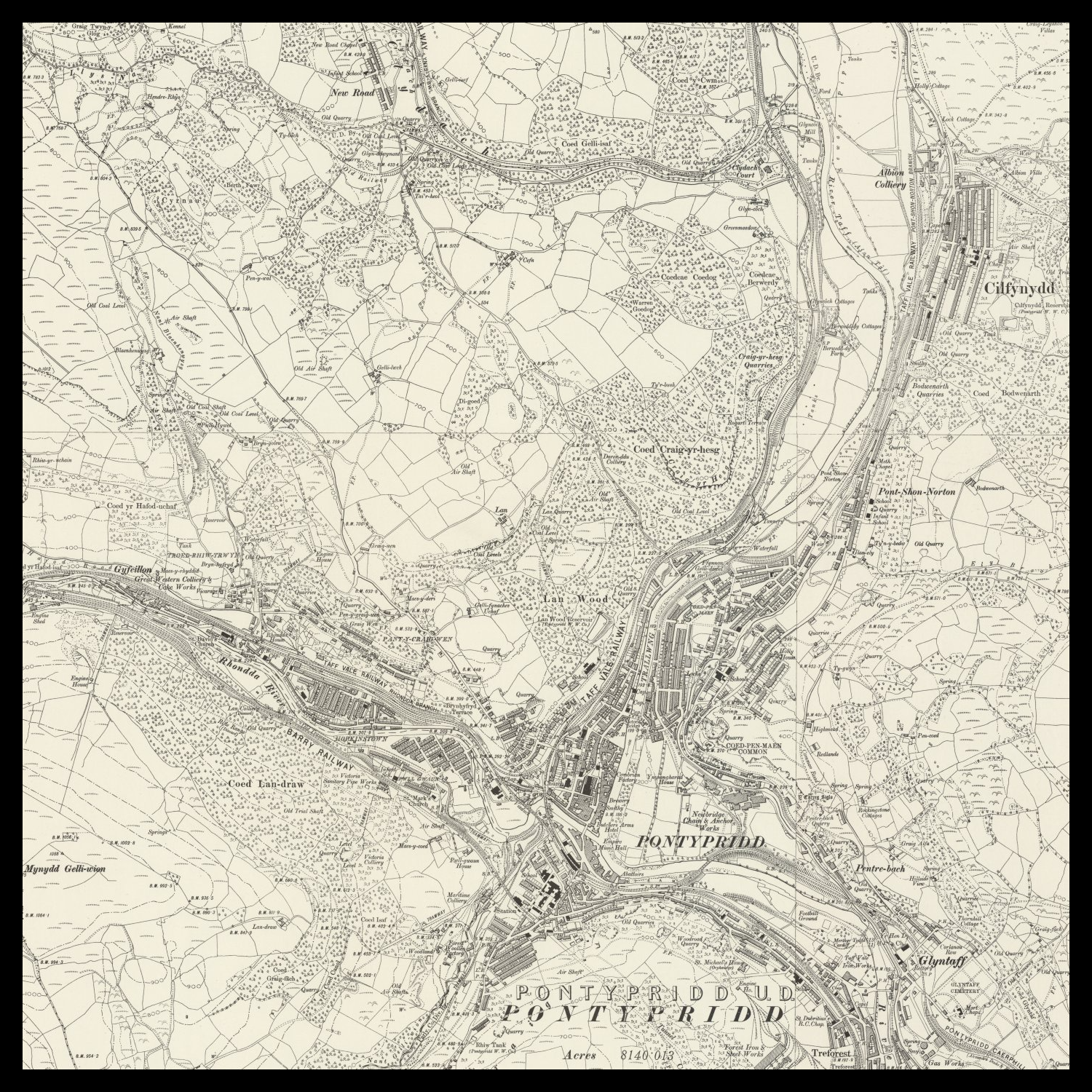 Personalised Old Map of Pontypridd – The Unique Maps Co.