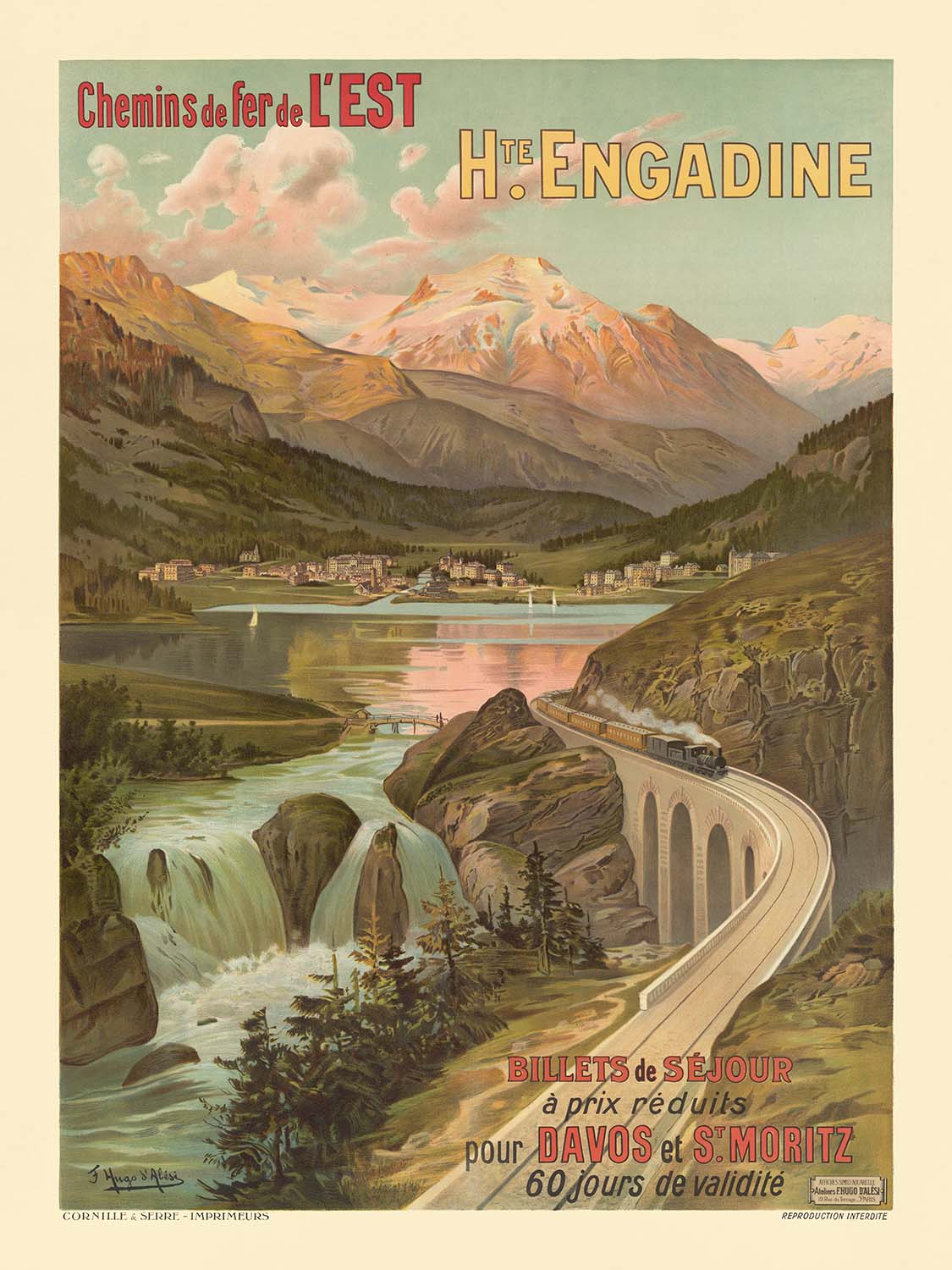 Haute Engadine, Switzerland Travel Poster: Chemins de fer de l’Est by ...