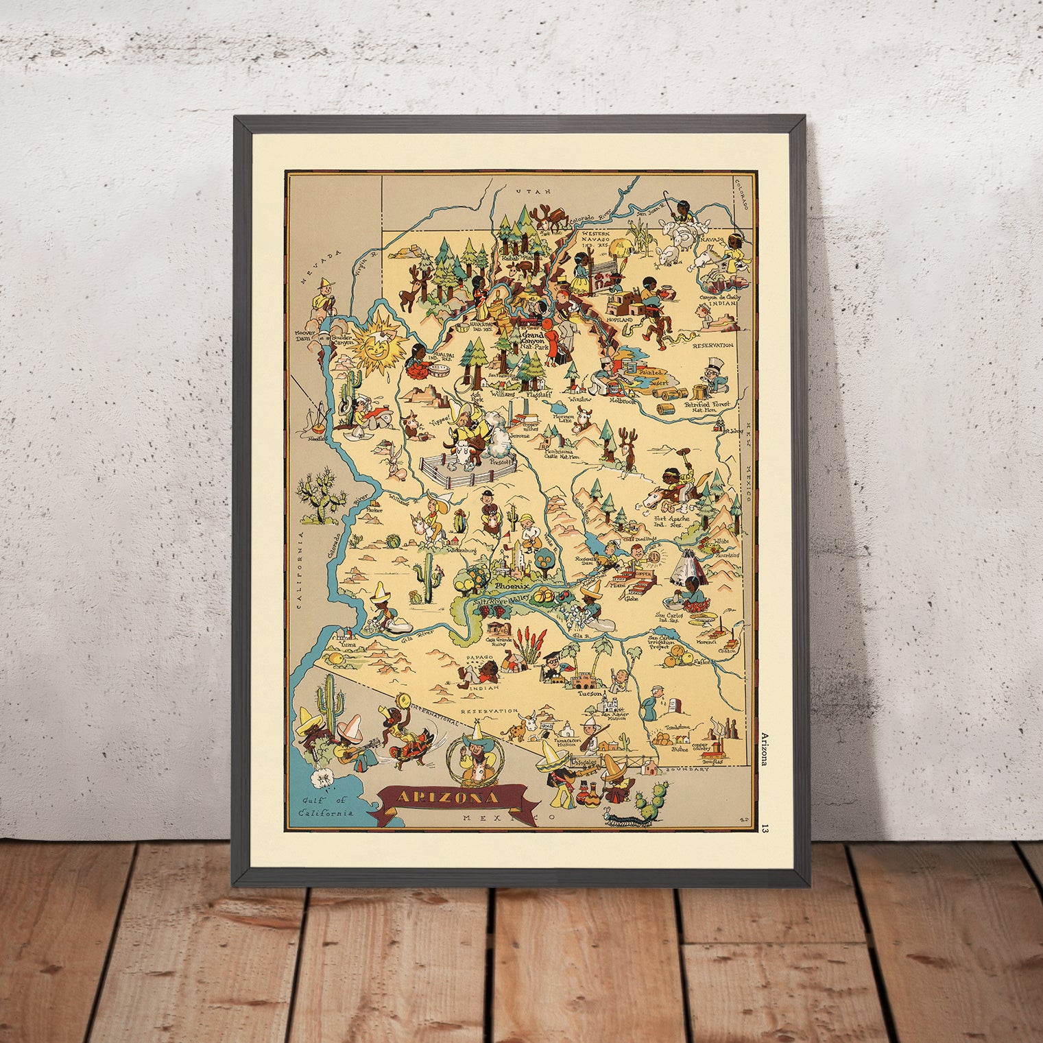 Pictorial Map of Arizona by Ruth Taylor White, 1935: Grand Canyon, Pho ...