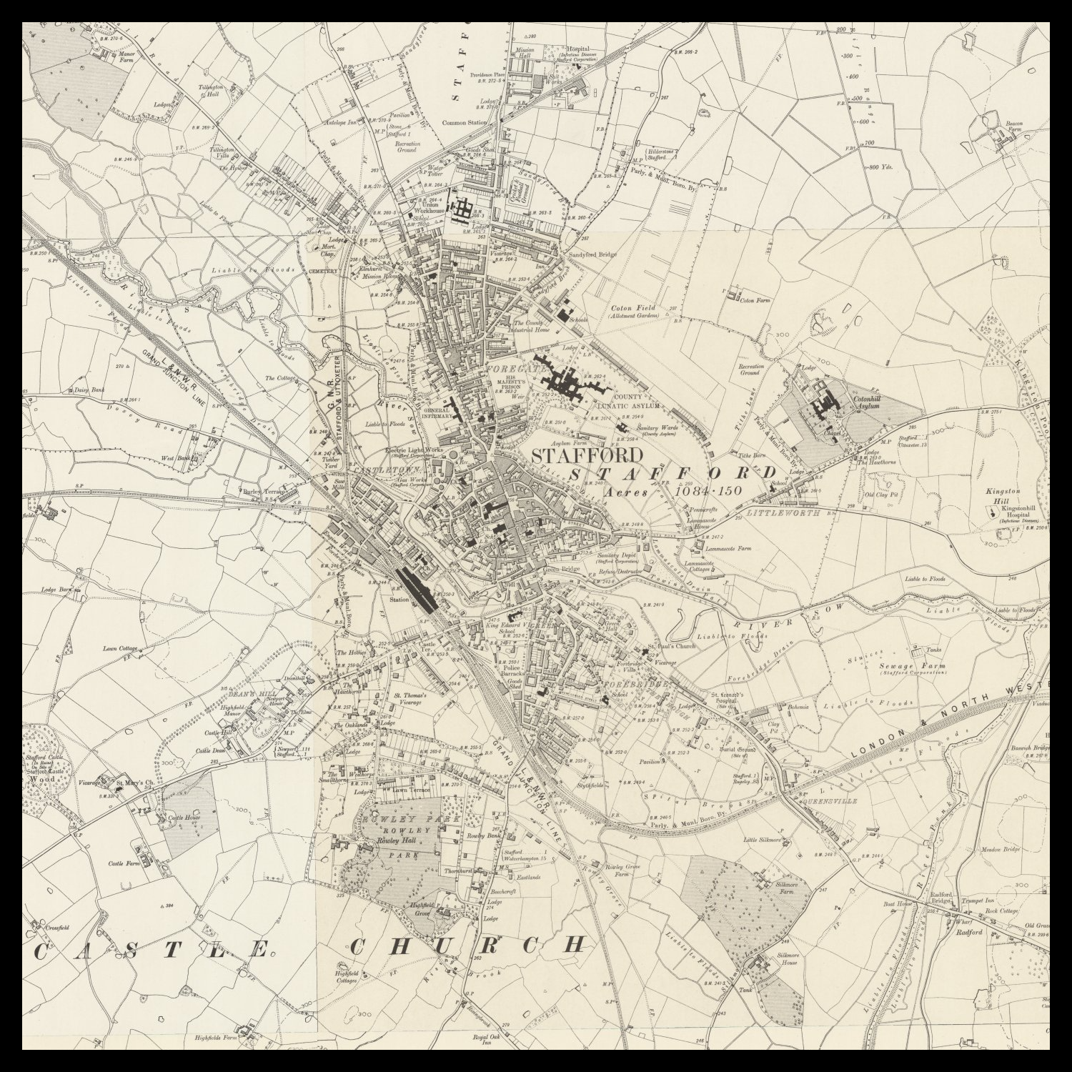 Personalised Old Map of Stafford – The Unique Maps Co.