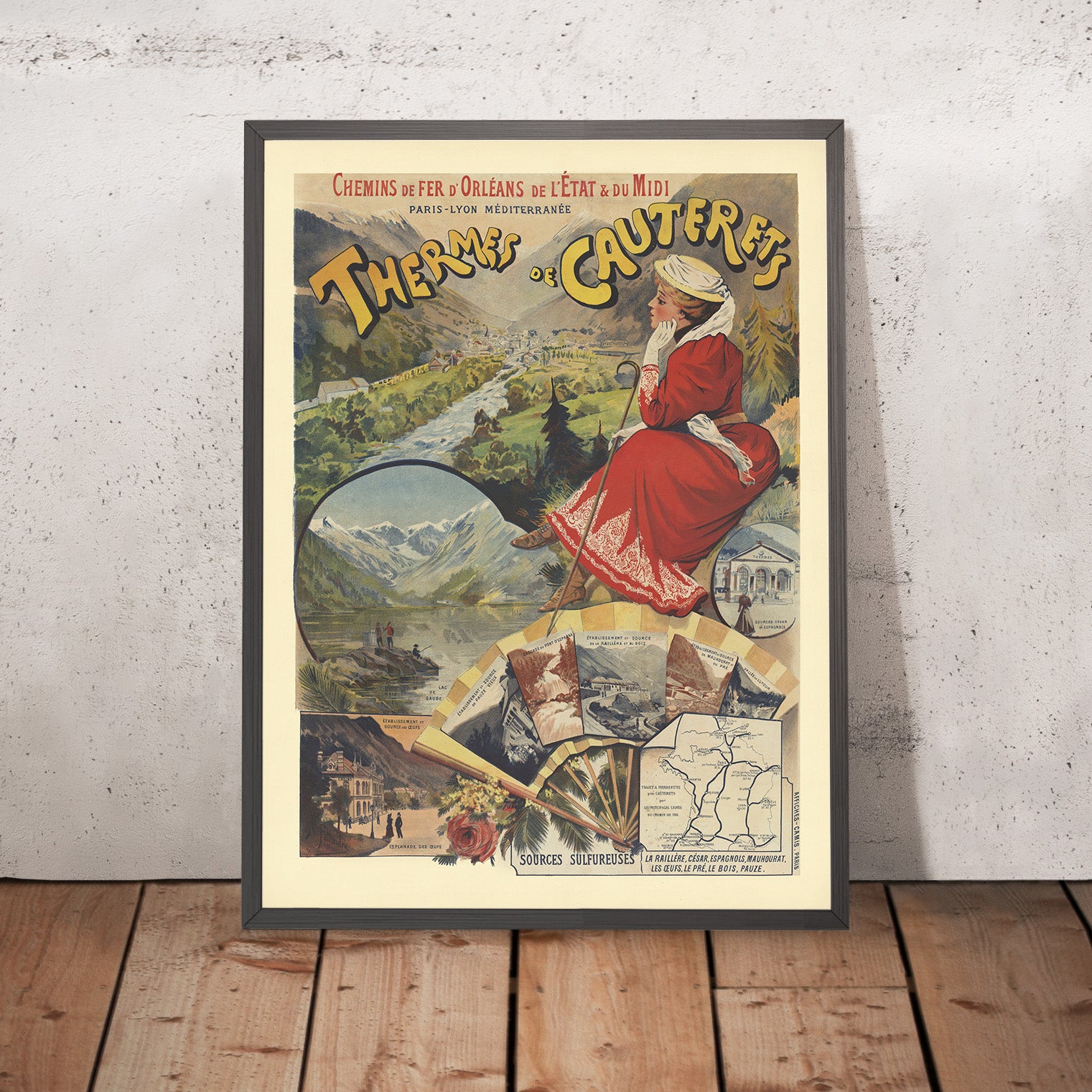 Cauterets Travel Poster: Thermes de Cauterets by M. Pallandre, 1900 ...