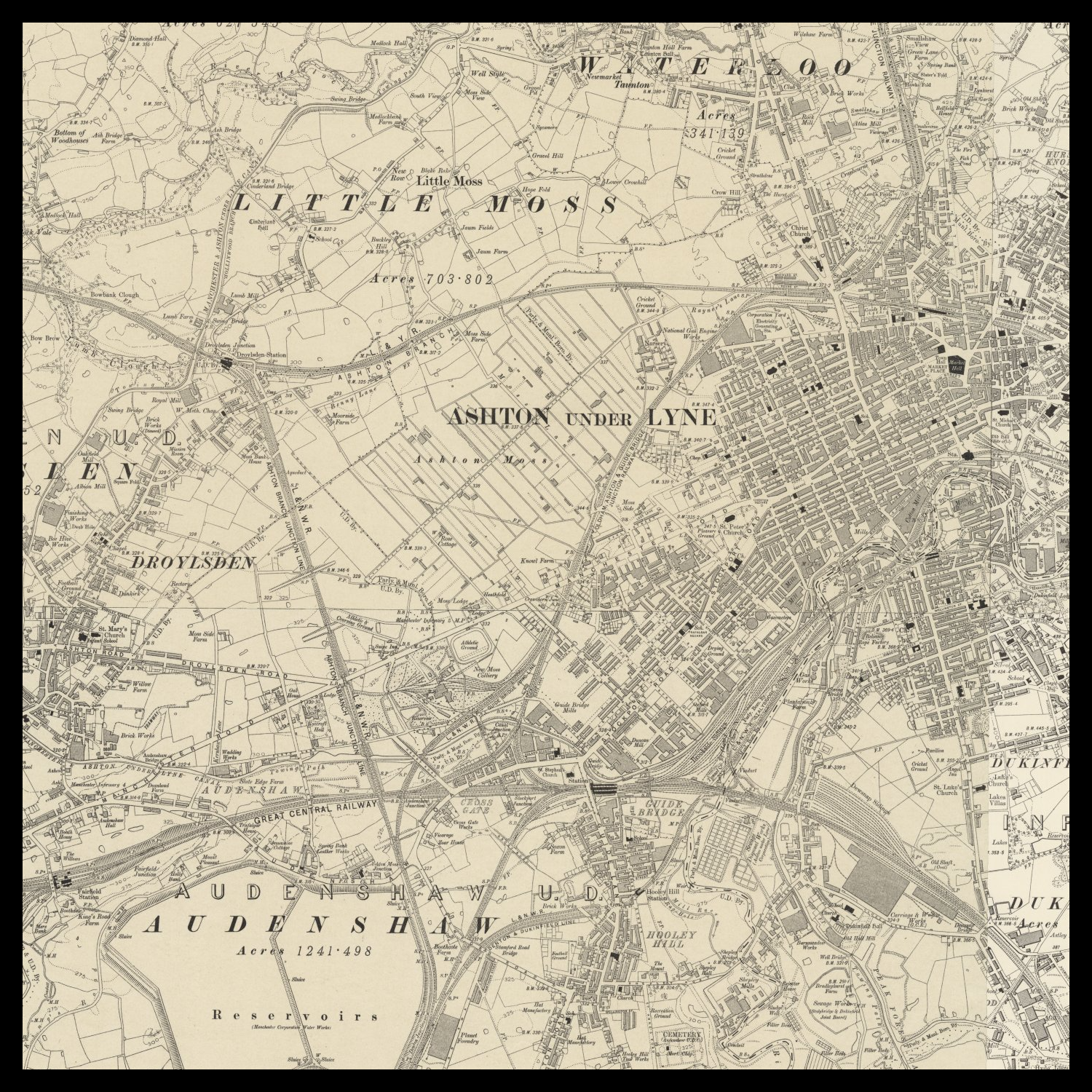 Personalised Old Map of Ashton-under-Lyne – The Unique Maps Co.