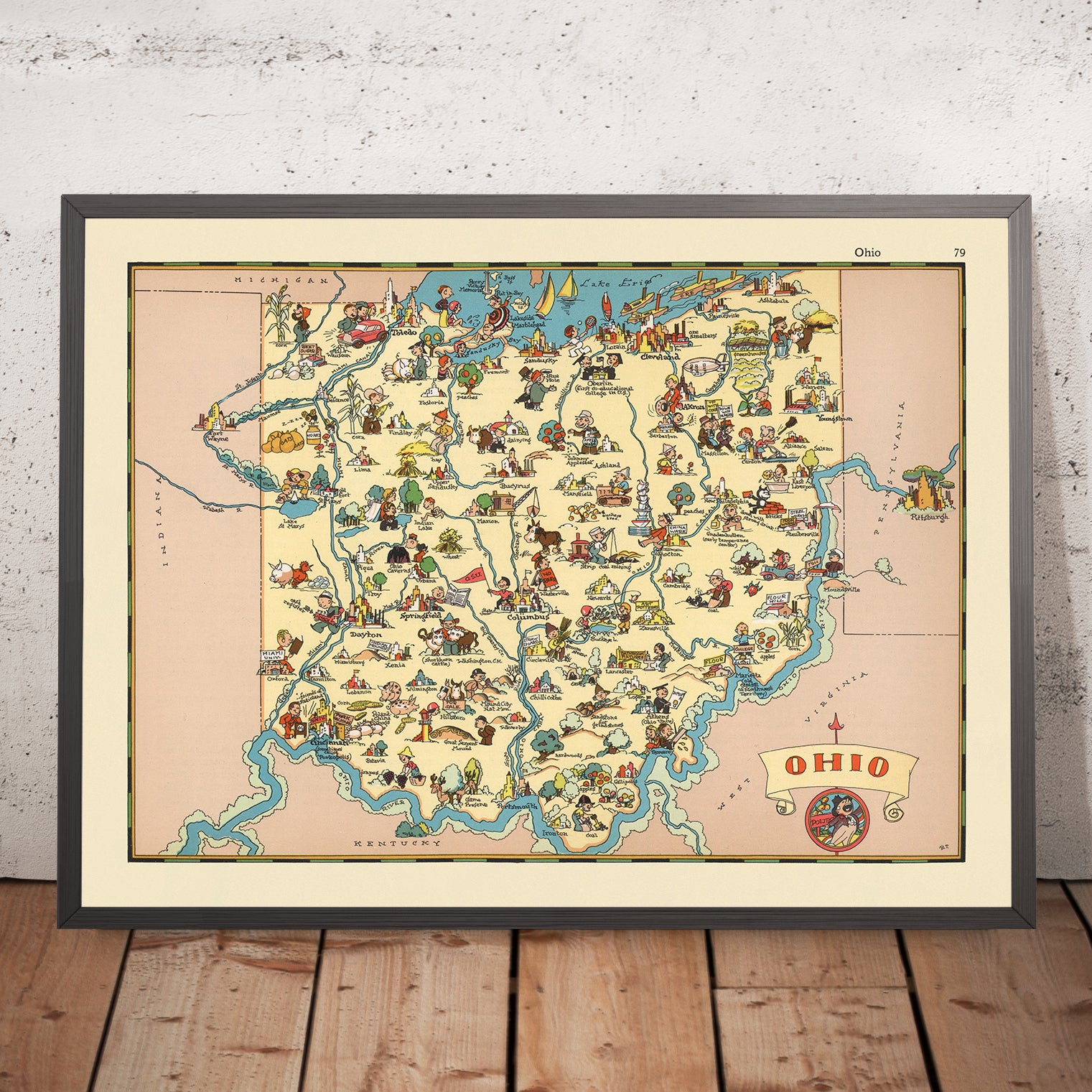 Pictorial Map of Ohio by Ruth Taylor White, 1935: Columbus, Cleveland ...