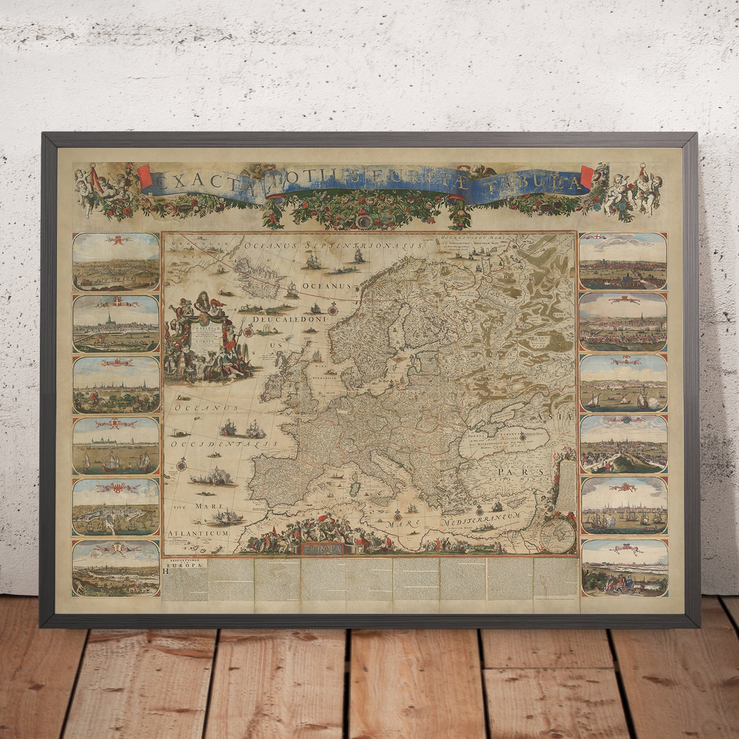 Massive Old Map of Europe by Visscher, 1677: Triple Alliance, Capital ...