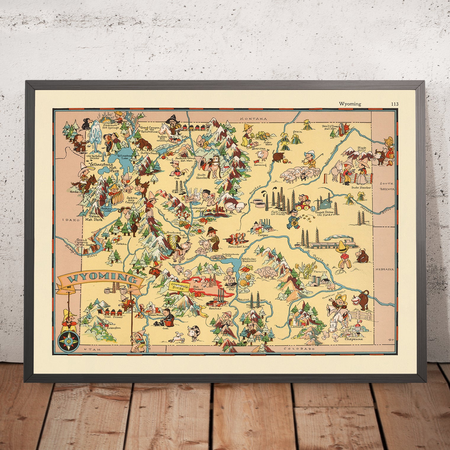 Pictorial Map of Wyoming by Ruth Taylor White, 1935: Yellowstone, Gran ...