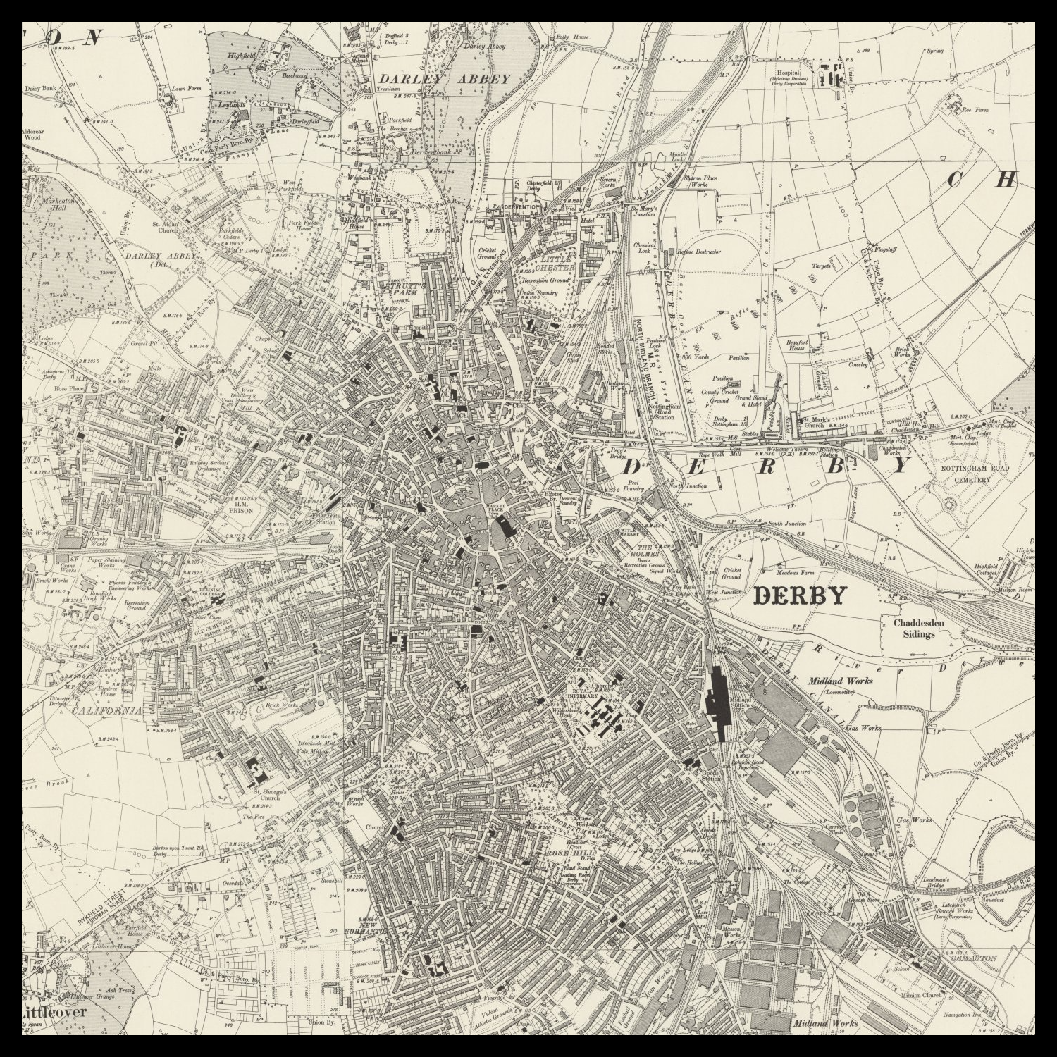 Personalised Old Map of Derby – The Unique Maps Co.