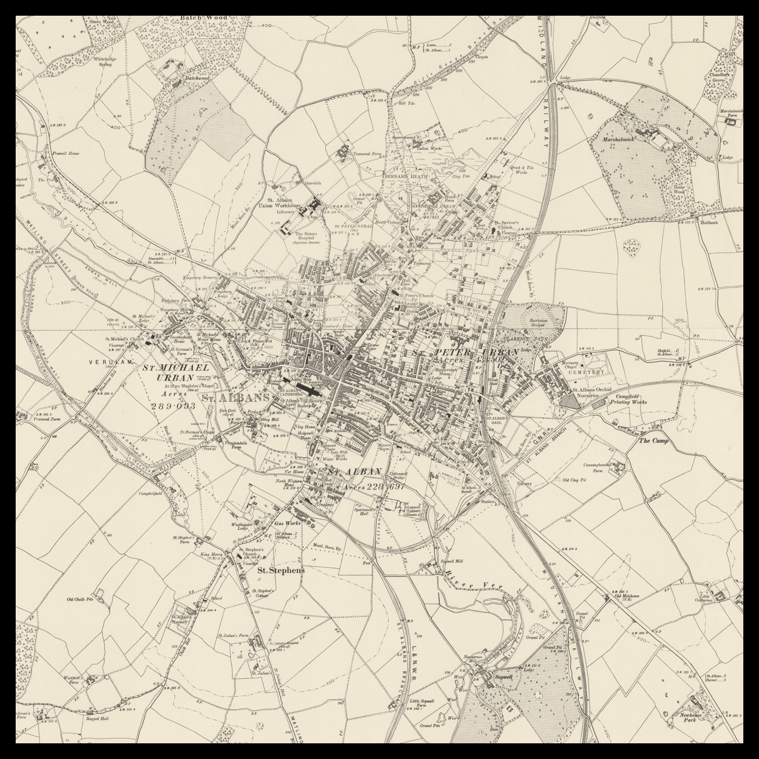 Personalised Old Map of St Albans – The Unique Maps Co.