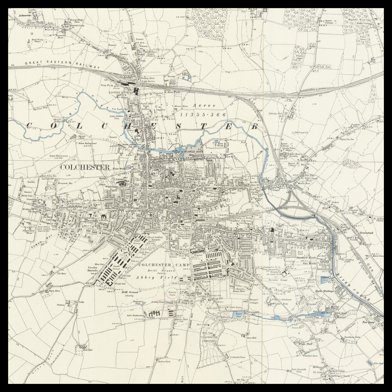 Personalised Old Map of Colchester – The Unique Maps Co.