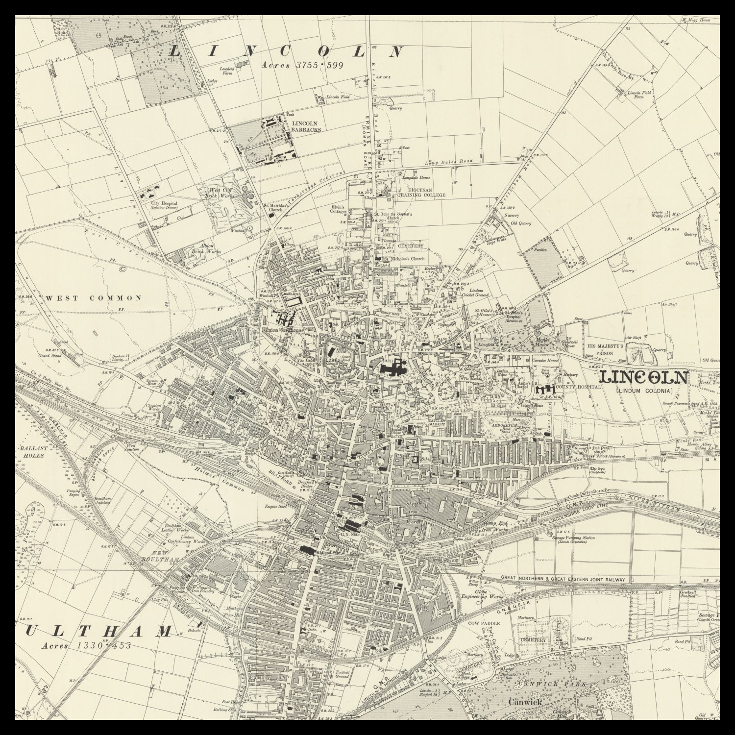 Personalised Old Map of Lincoln – The Unique Maps Co.