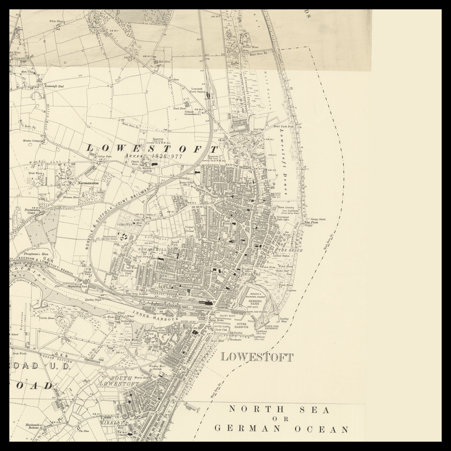 Personalised Old Map of Lowestoft – The Unique Maps Co.
