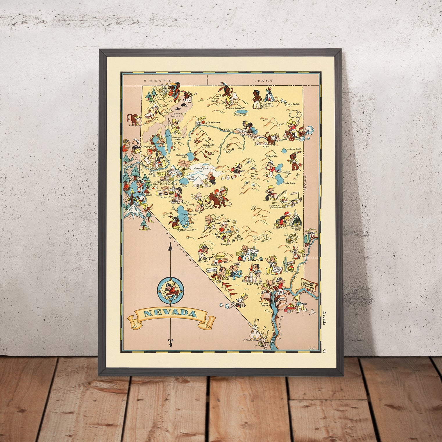 Pictorial Map of Nevada by Ruth Taylor White, 1935: Las Vegas, Reno, C ...