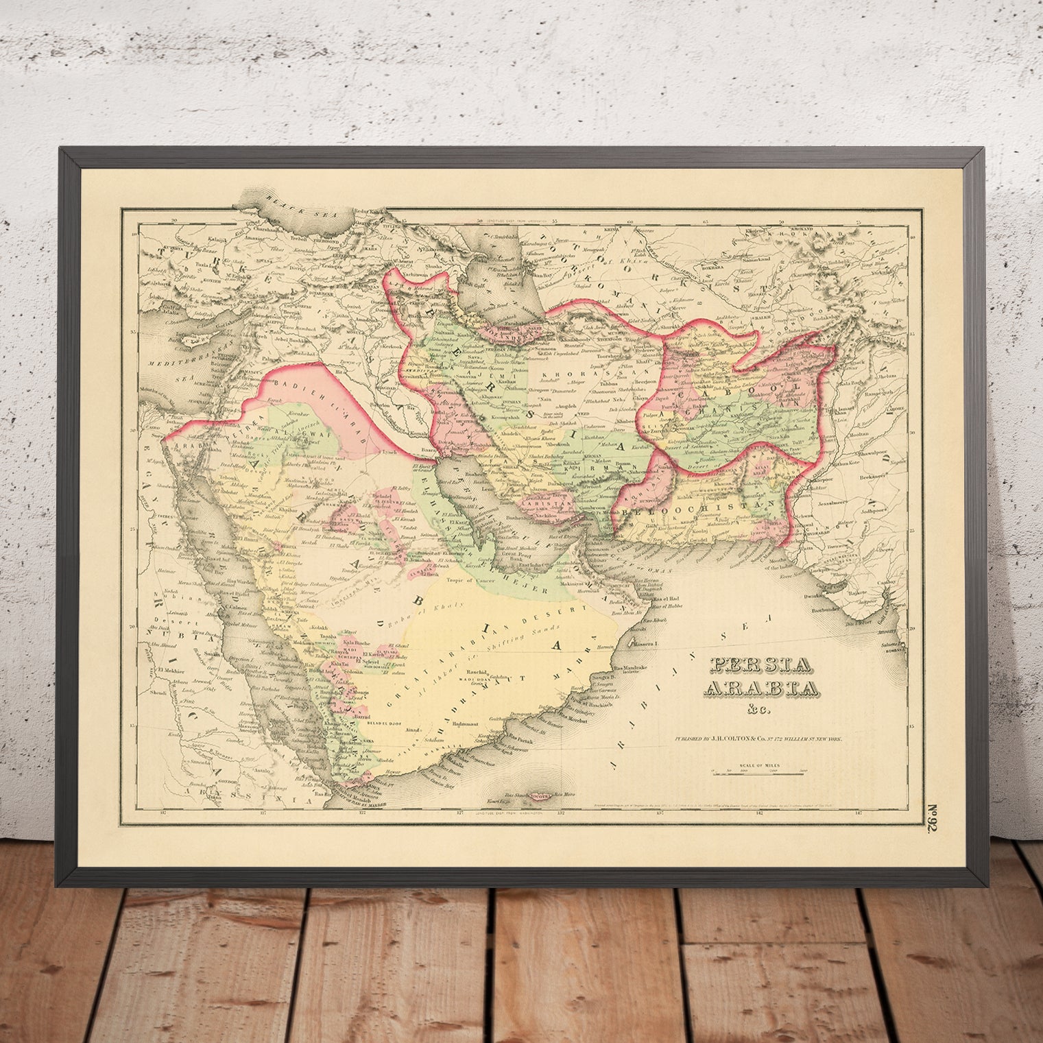 Old Map of Persia & Arabia by Colton, 1857: Middle East, Persian Gulf ...