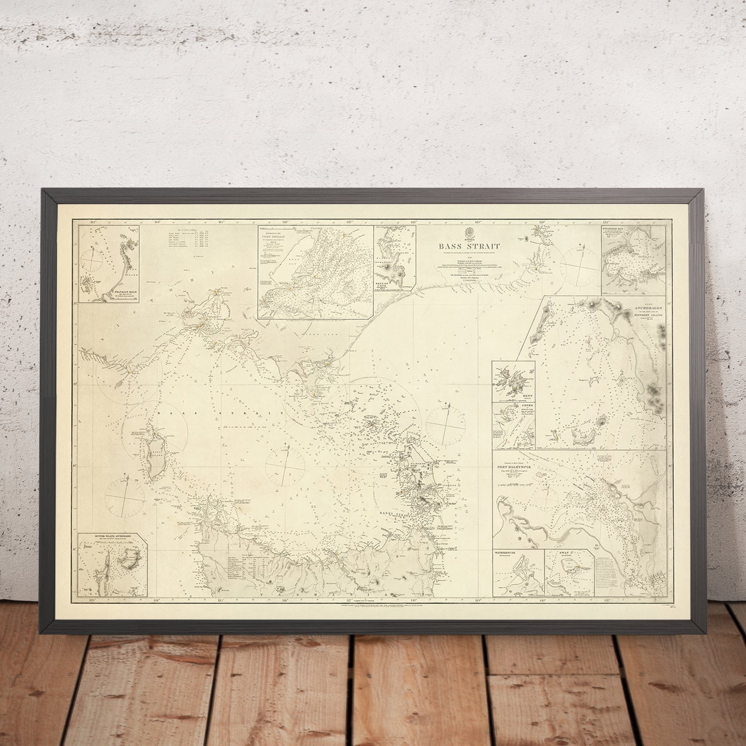 Old Bass Strait Nautical Chart by Stokes, 1844: Australia, Tasmania, P ...